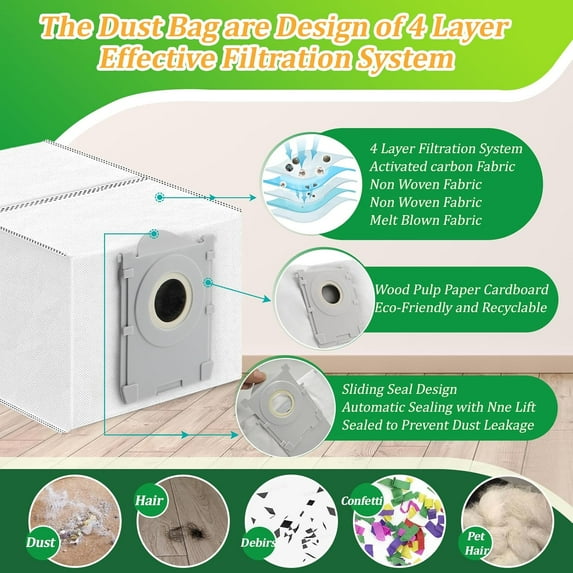 UGUCYUI-14Pcs Dust Bags for ECOVACS DEEBOT X8 PRO Omni/X8 Omni/X9 PRO ...