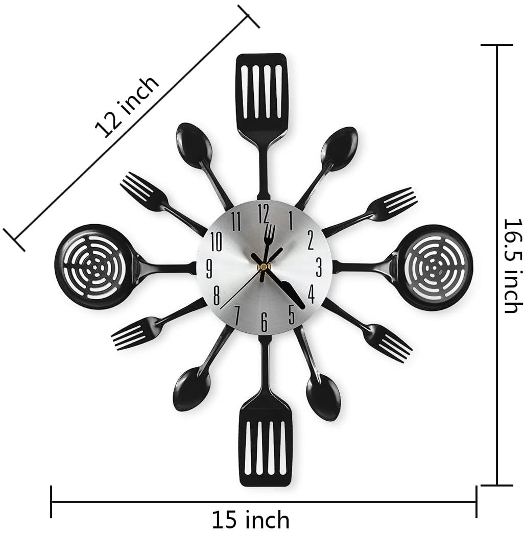 UGUCYUI-16 Inch Cutlery Kitchen Wall Clocks with Fork and Spoon Dial ...
