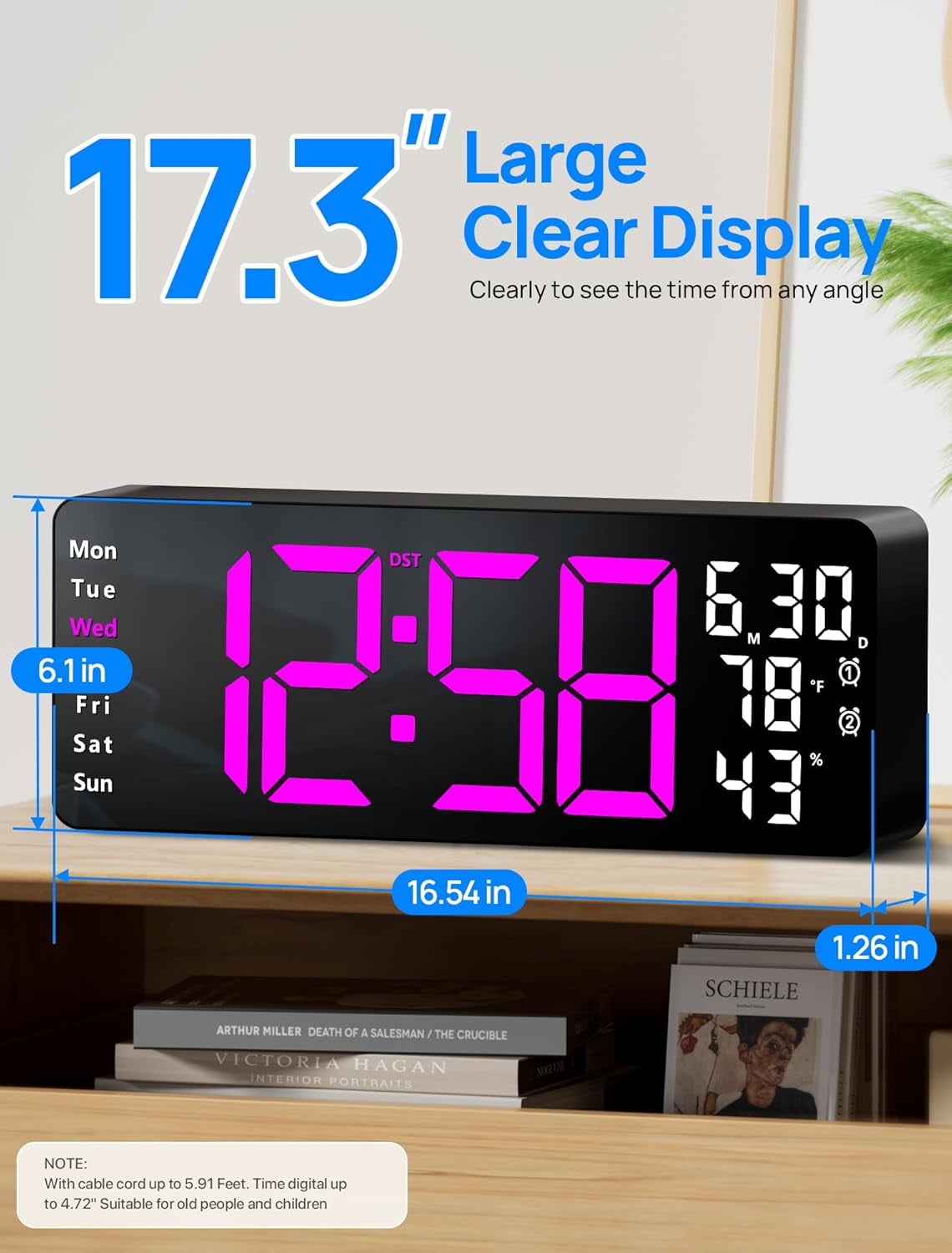 UGUCYUI-17.3" Large Digital Wall Mount Clock, Digital Clock with Remote ...