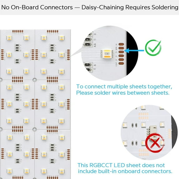 UGUCYUI-19"x9.5" Flexible LED Panel Sheet RGBCCT 5in1 Color Changing ...