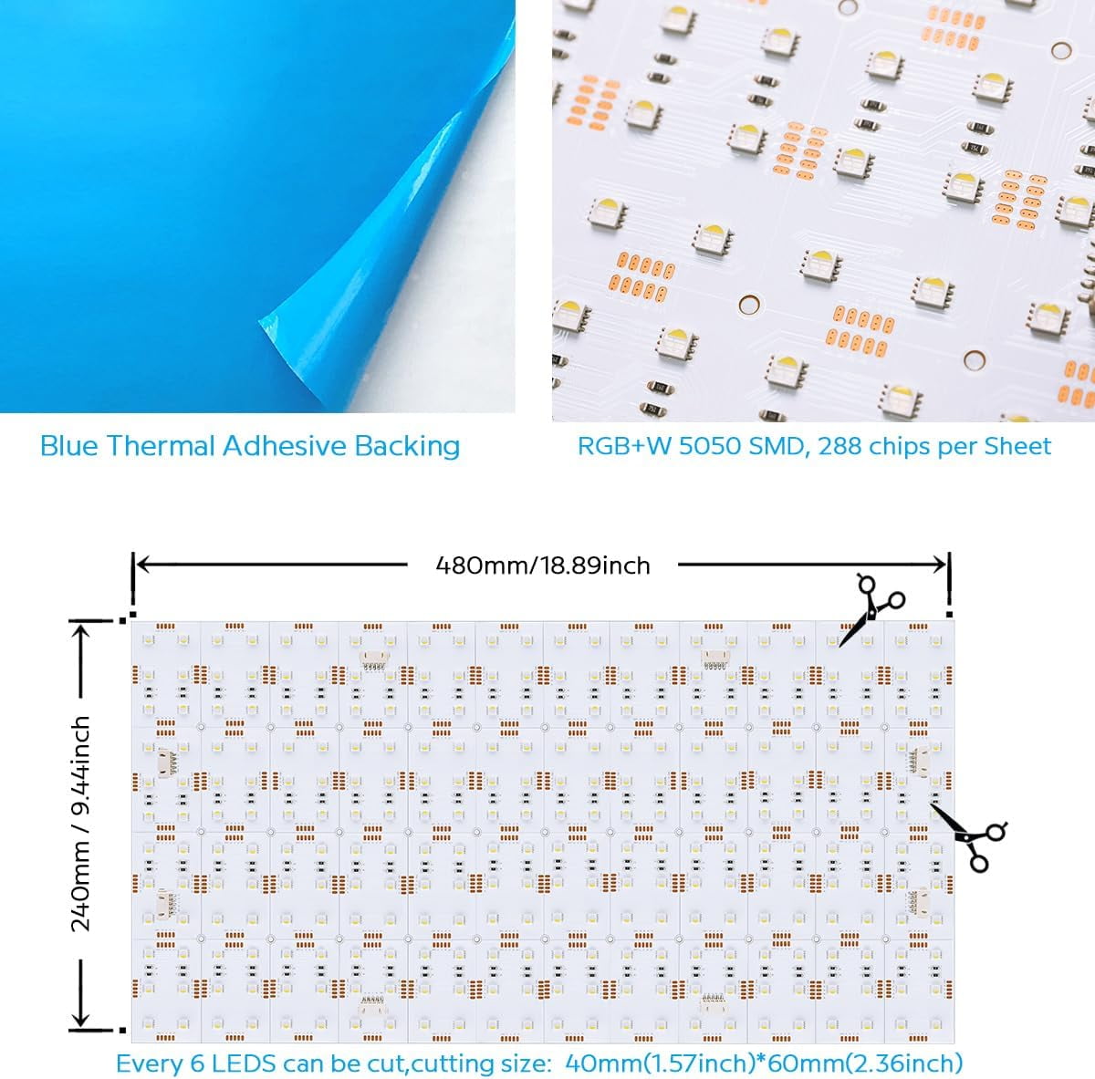 UGUCYUI-1PC Flexible LED Backlight Sheet RGBW+Warm White 2800K, 24V 70W ...