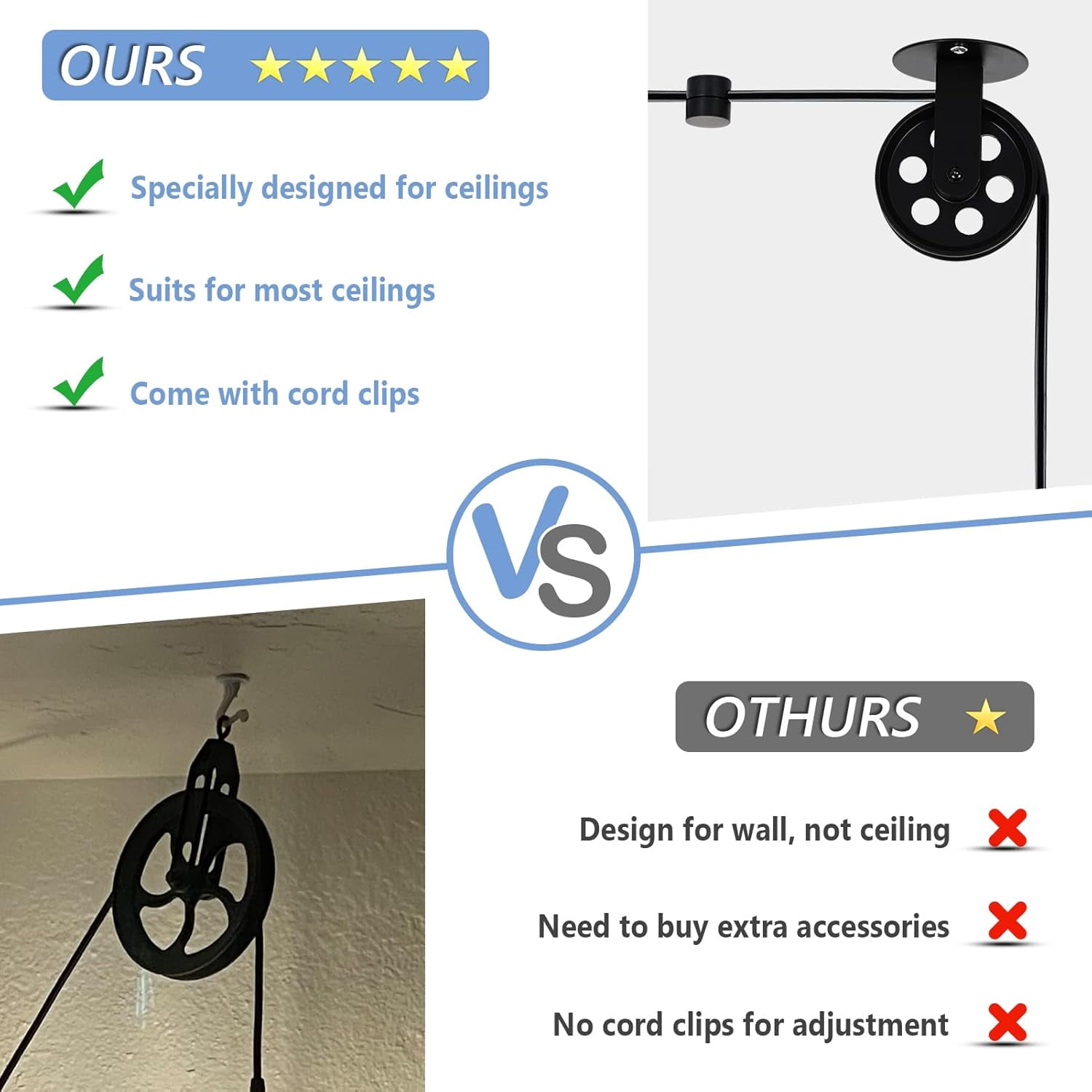 UGUCYUI-2.75\u201d Black Pulley Wheels Set of 2 for Plug in Pendant ...