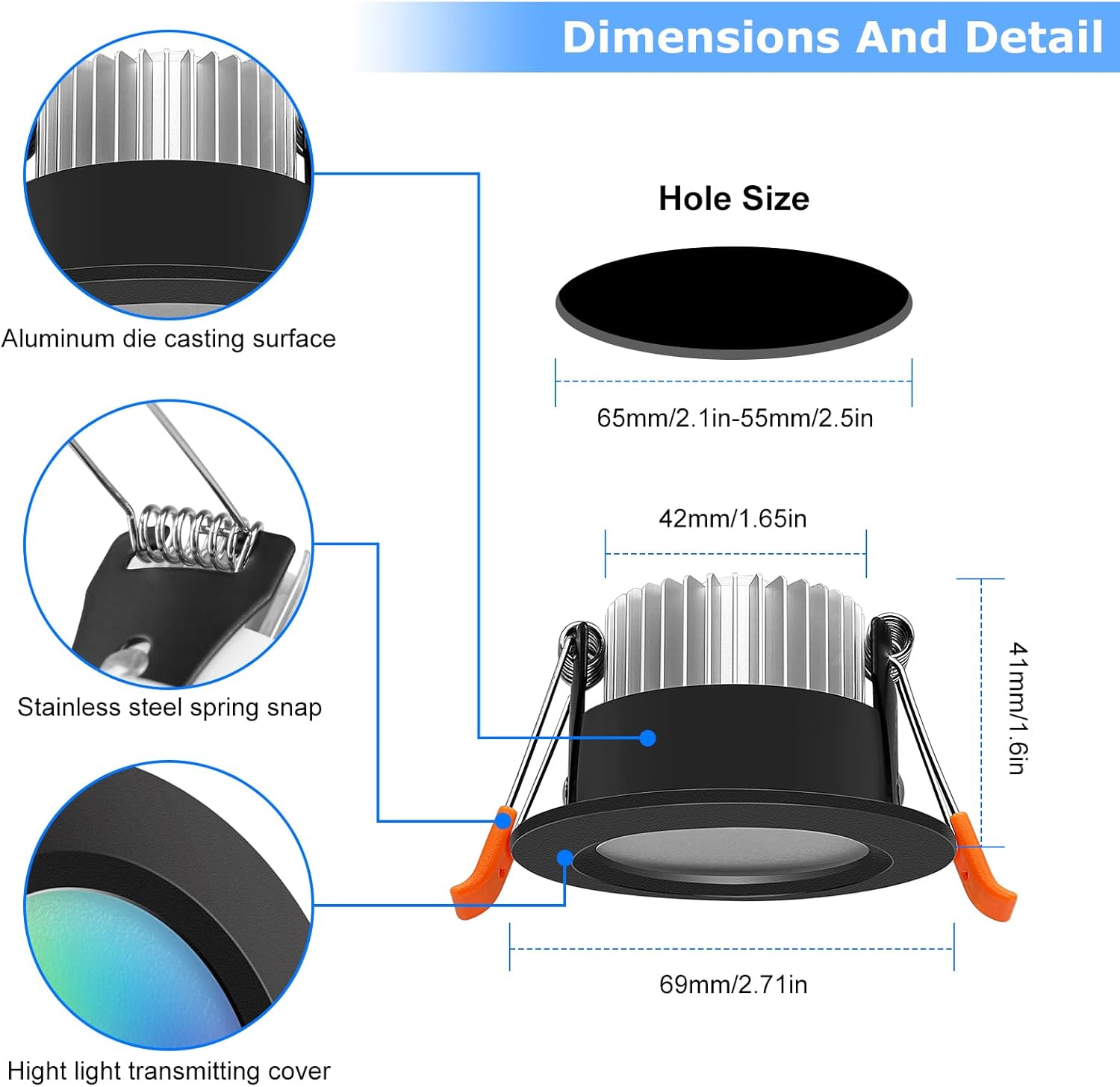 UGUCYUI-2 Inch LED Recessed Lighting, Smart WiFi LED Downlight, 5W ...