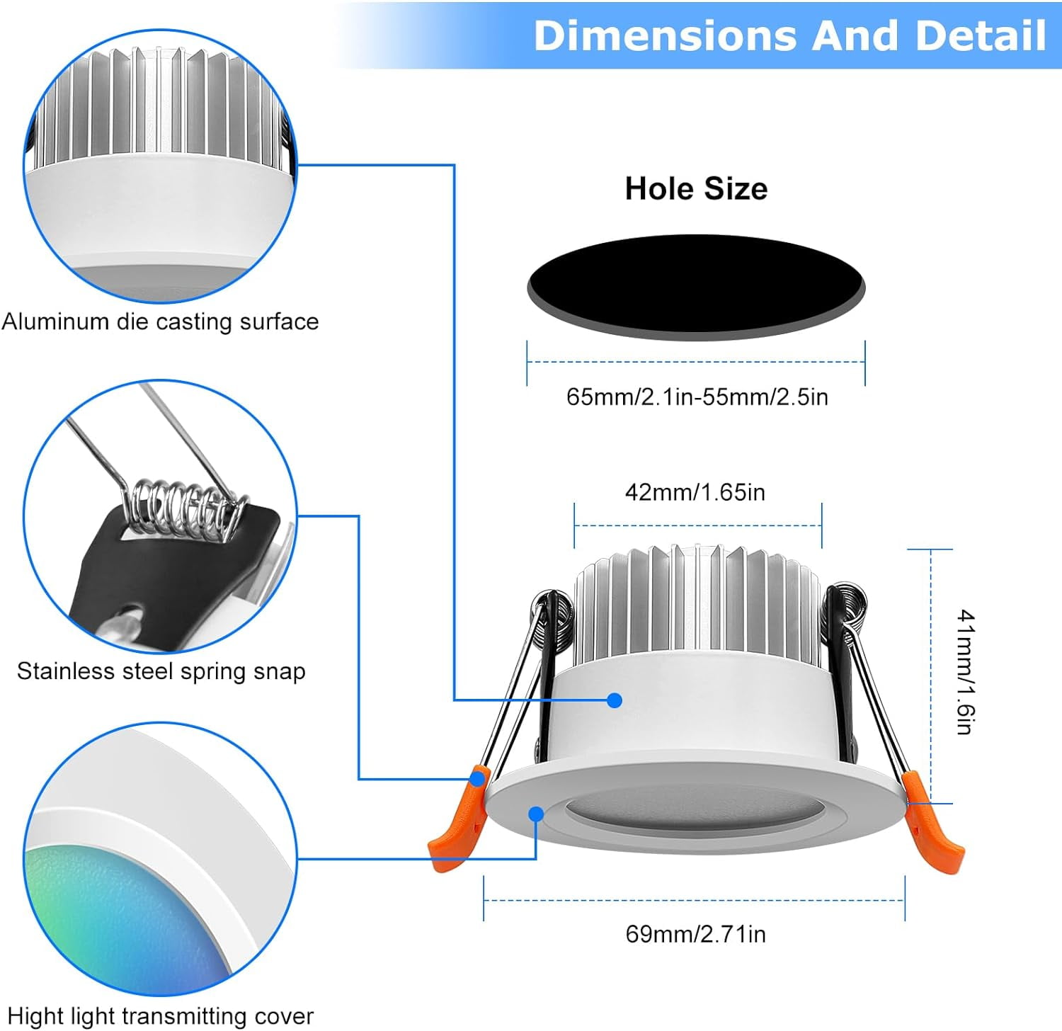 UGUCYUI-2 Inch LED Recessed Lighting, Smart WiFi LED Downlight, 5W ...