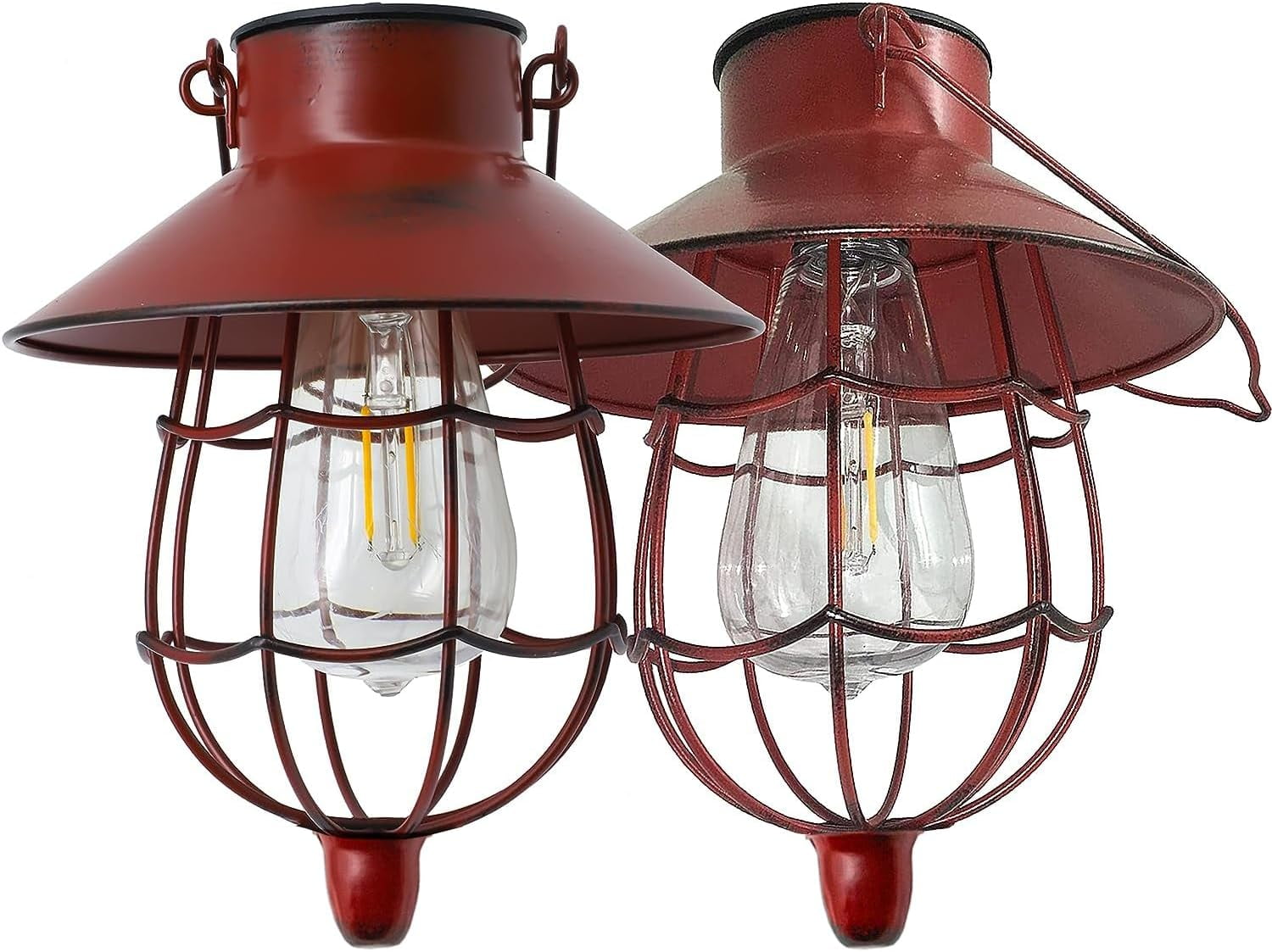 UGUCYUI-2 Pack Solar Lantern Hanging Waterproof Outdoor Metal Solar ...