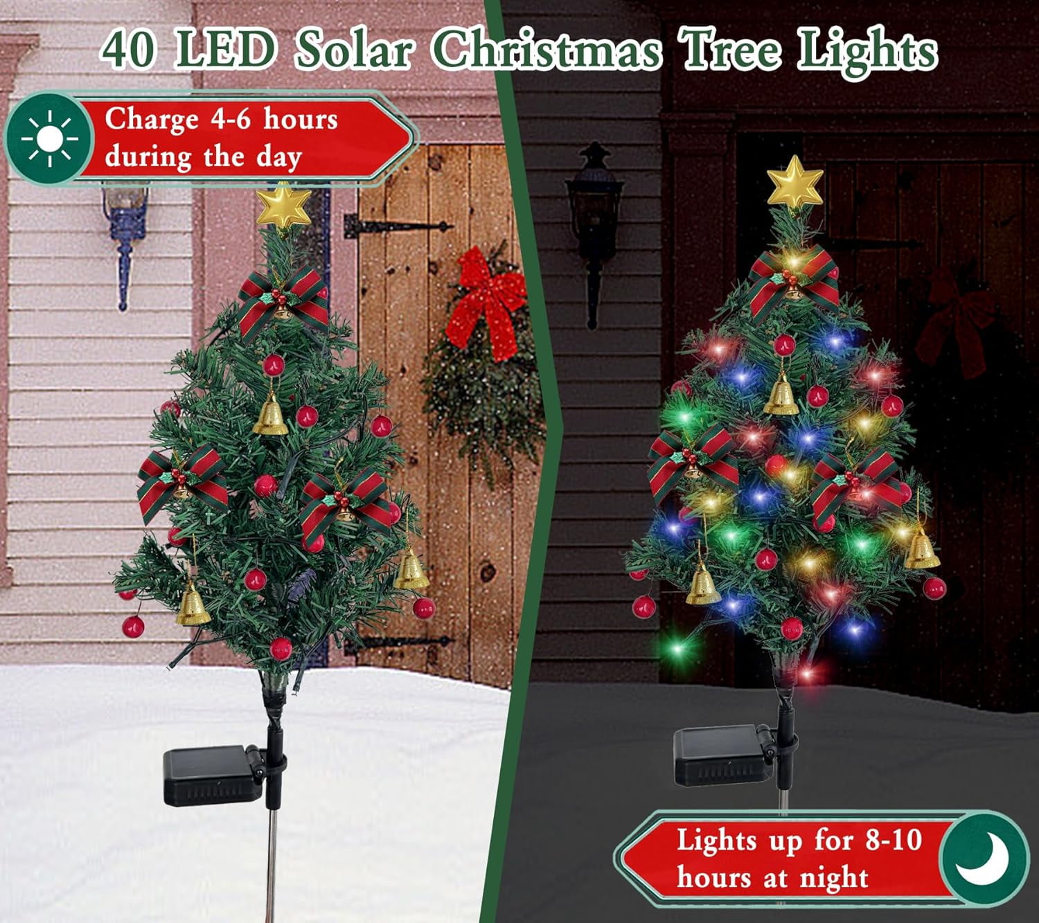UGUCYUI-2 Set Solar Christmas Tree Lights Decorations Outdoor ...