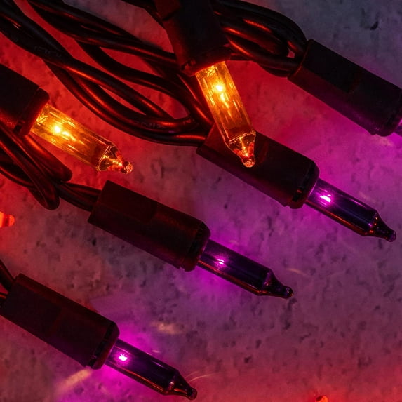 UGUCYUI-200 Orange & Purple Christmas Lights, Pack of 2 Strands of 21 ...