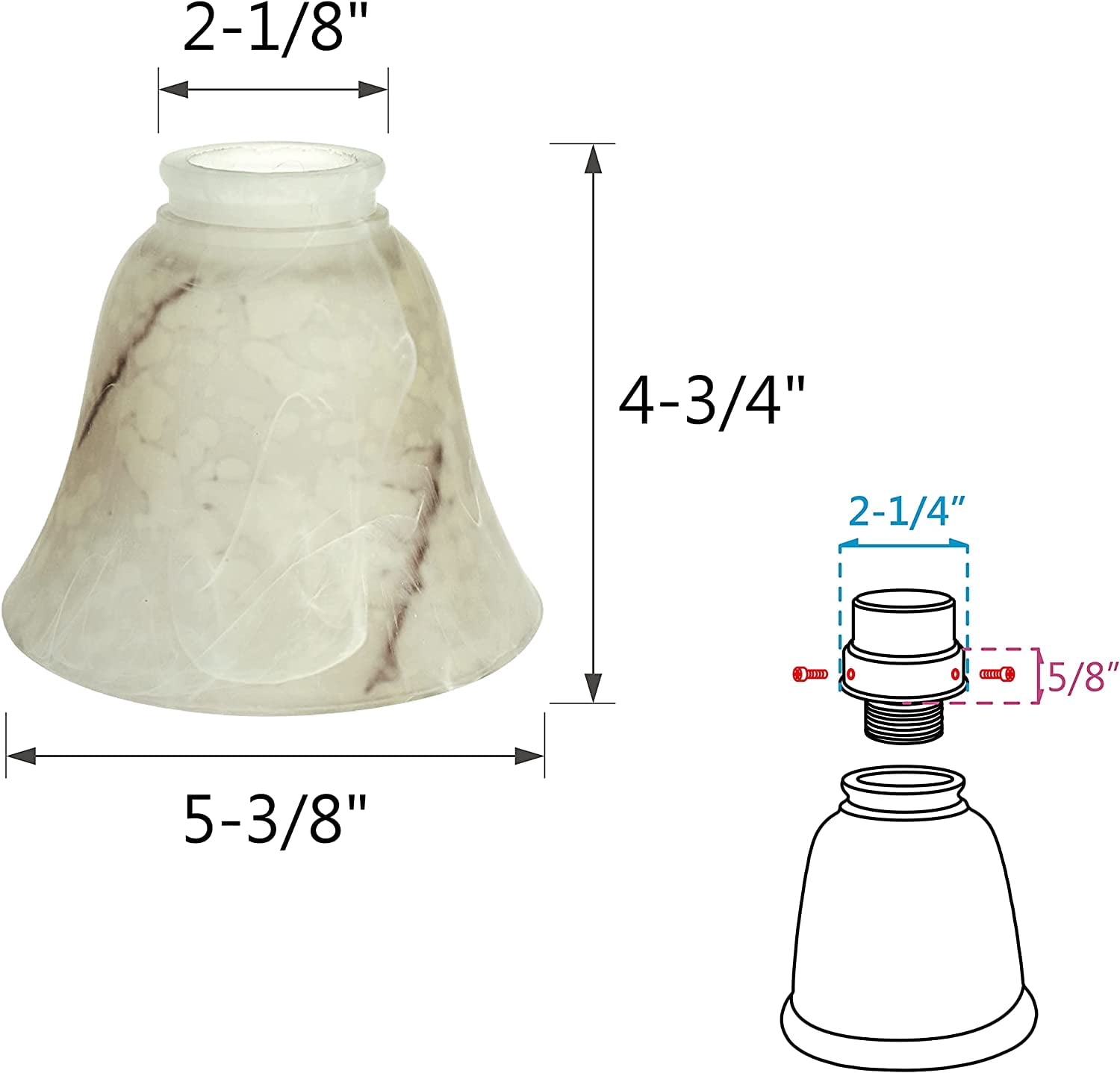 UGUCYUI-23108-4 Transitional Style Replacement Alabaster Glass Shade ...