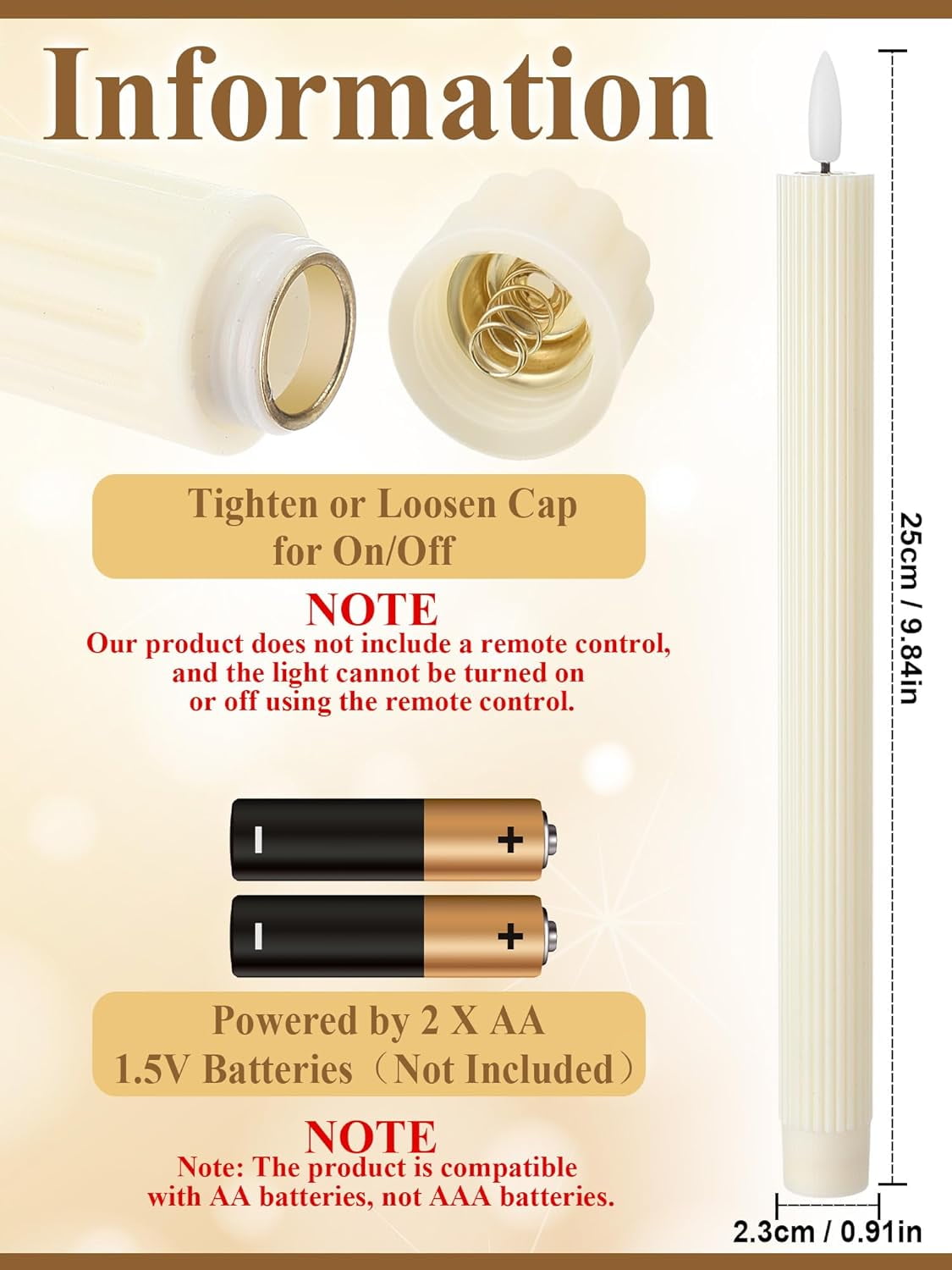UGUCYUI-24 Pcs Flameless Taper Candles Battery Operated Bulk Fake 11 ...