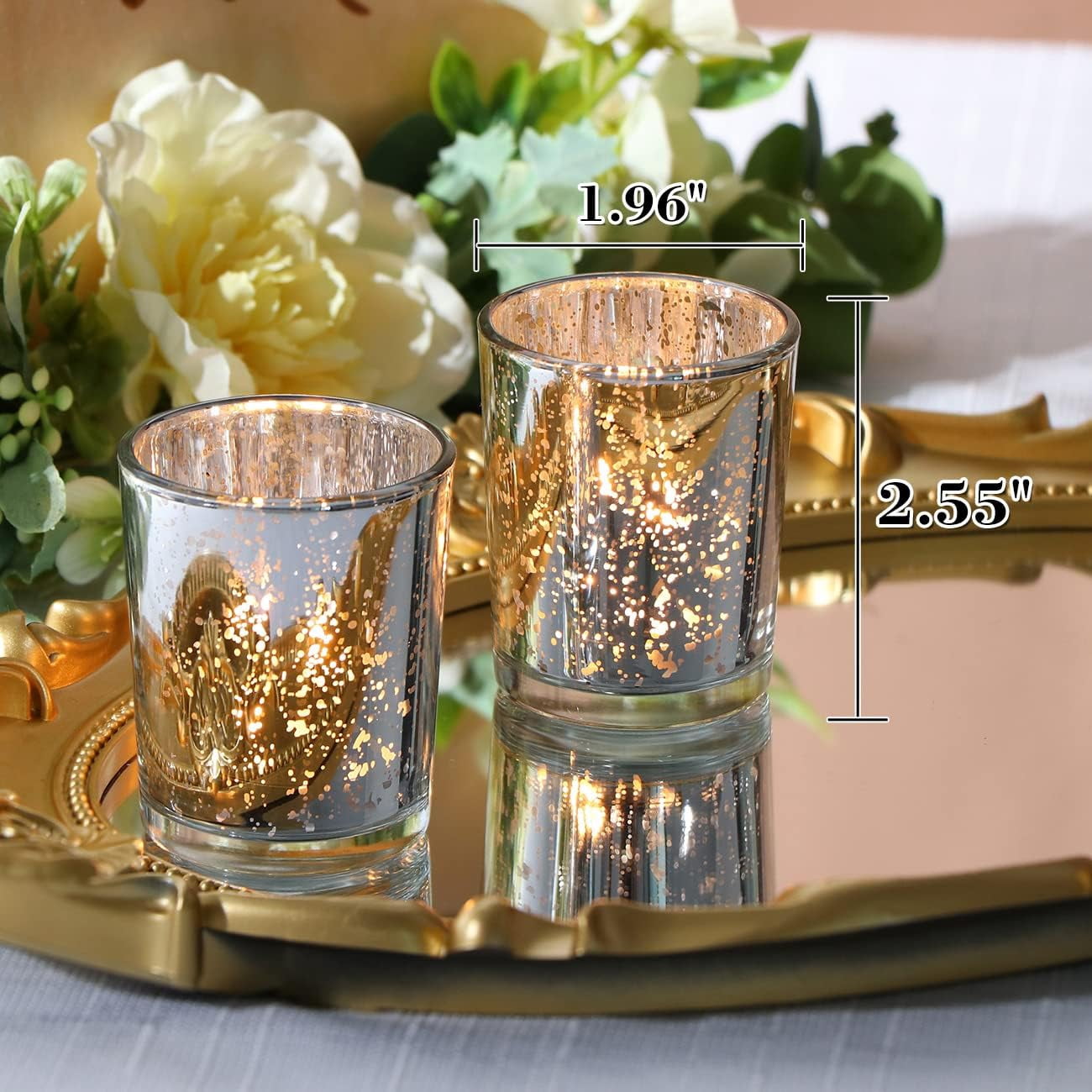 UGUCYUI-24Pcs Silver Votive Candle Holders for Table - Mercury Glass ...