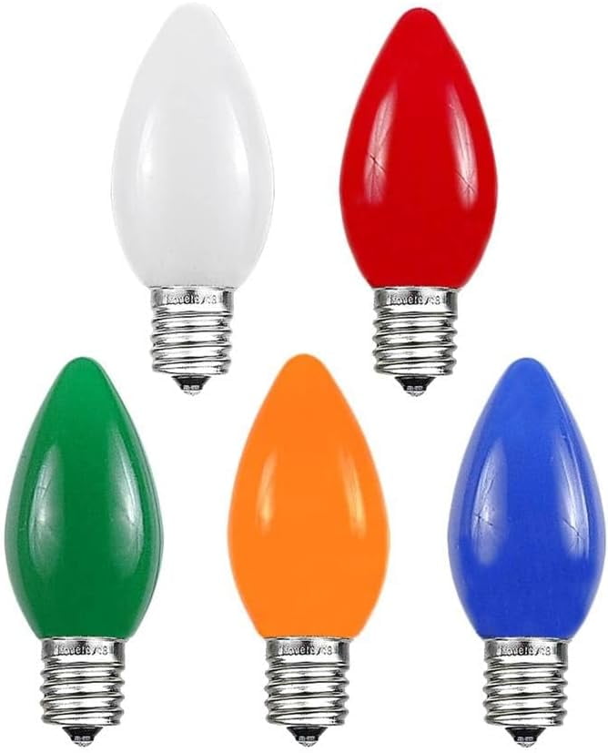 UGUCYUI-25 Pack C9 Ceramic Style LED Christmas Lights, Opaque ...