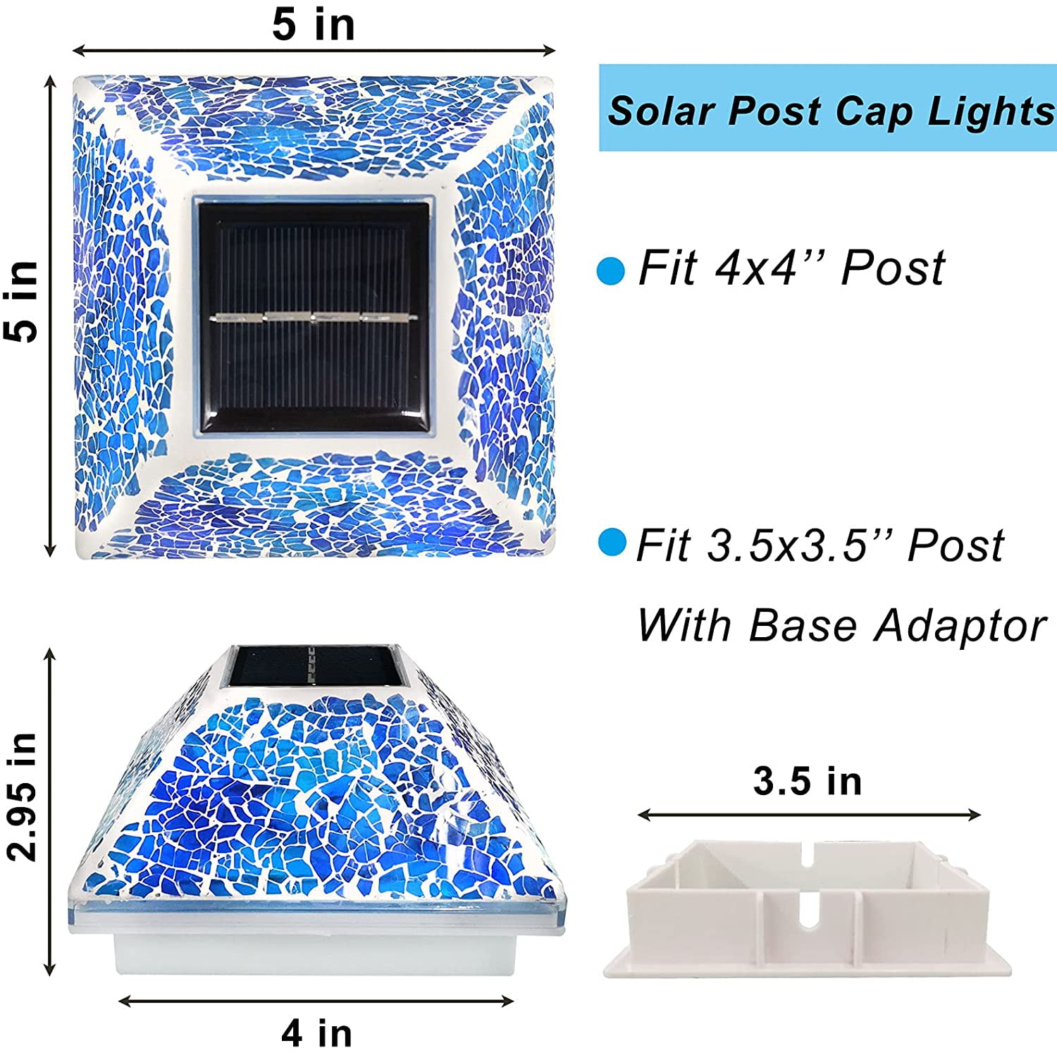 UGUCYUI-2PK Mosaic Solar Post Cap Lights Outdoor for 4x4, 3.5x3.5 Post ...