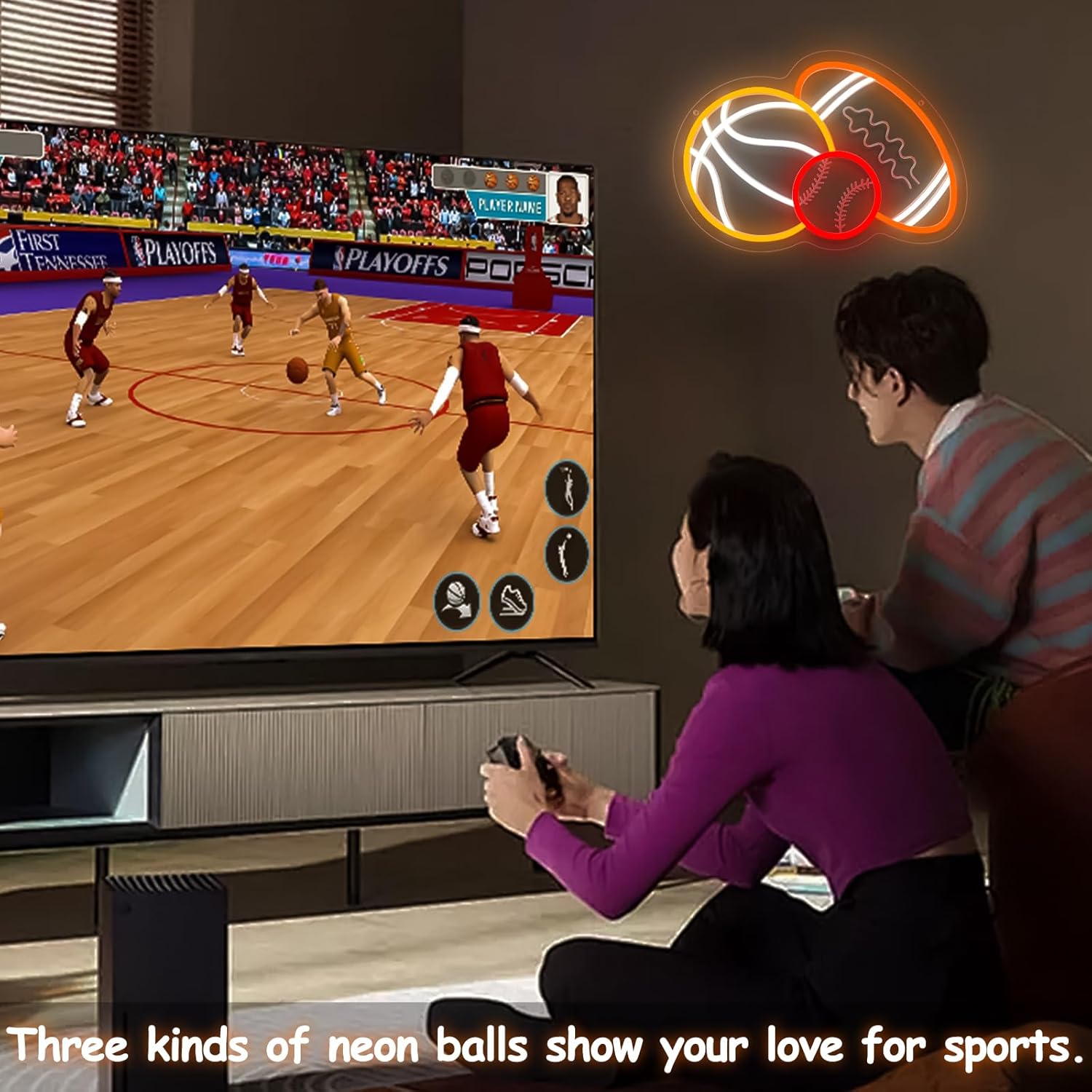 UGUCYUI-3 Balls Combination Neon Sign, Sport Basketball Baseball ...