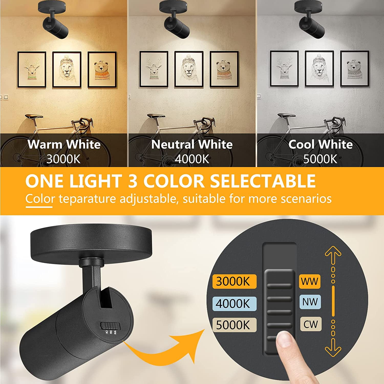 UGUCYUI-3-Color Dimmable LED Ceiling Spotlight Flush Mount Adjustable ...