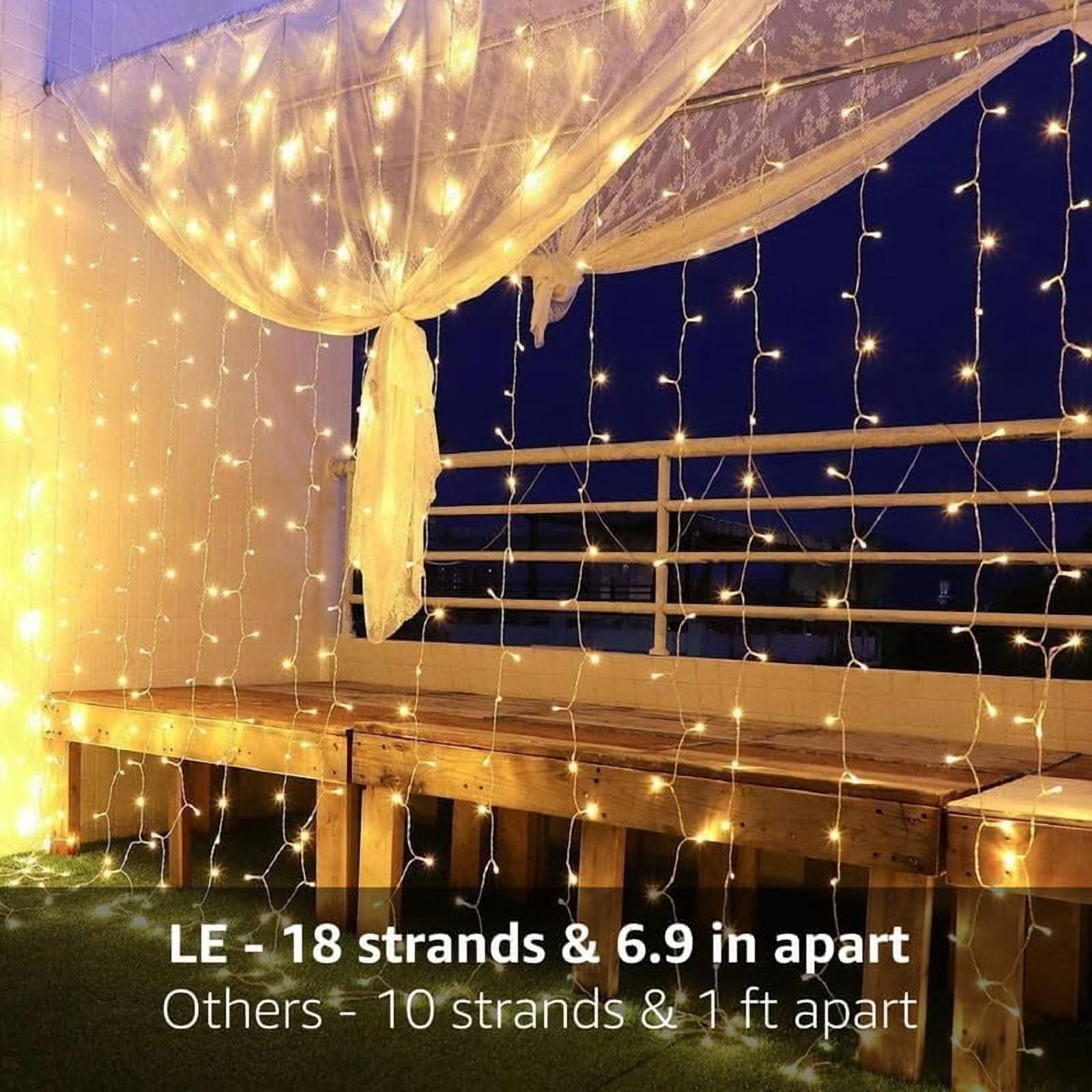 UGUCYUI-306 LED Curtain Lights with 18 Hang Down String Lights, 10×10 ...