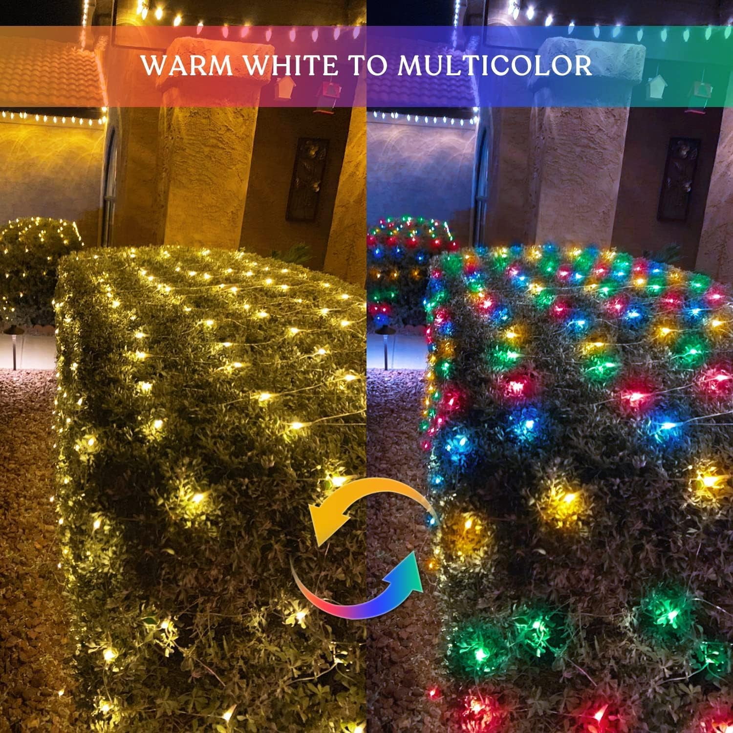 UGUCYUI-360 LED Net Christmas Lights, 12ft x 5ft Warm White ...
