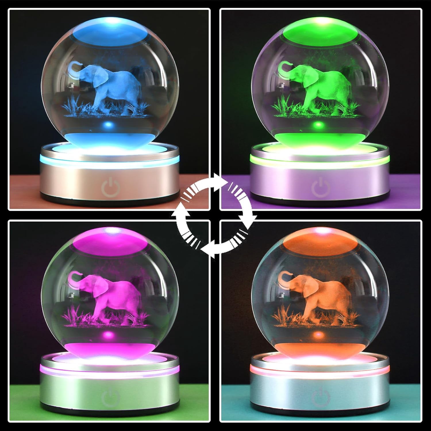 UGUCYUI-3D Crystal Ball Elephant Gifts for Women Men & Elephants Lovers ...