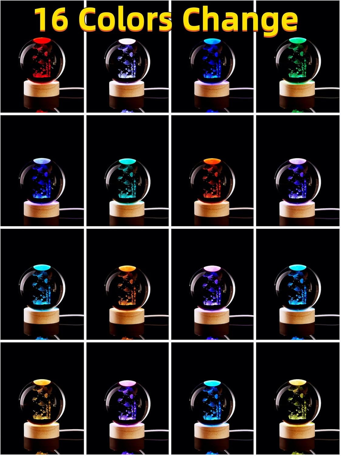 UGUCYUI-3D Underwater World Crystal Ball Lamp,Lifelike LED Fish Crystal ...