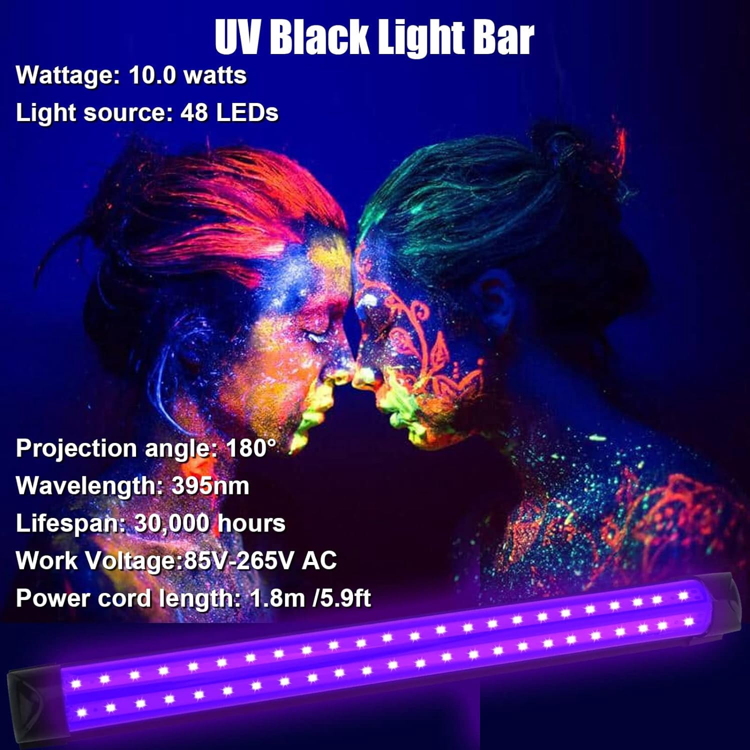 UGUCYUI-4 Pack 10W 48 LED Black Light Bars 1Ft 395-400nm UV Blacklight ...