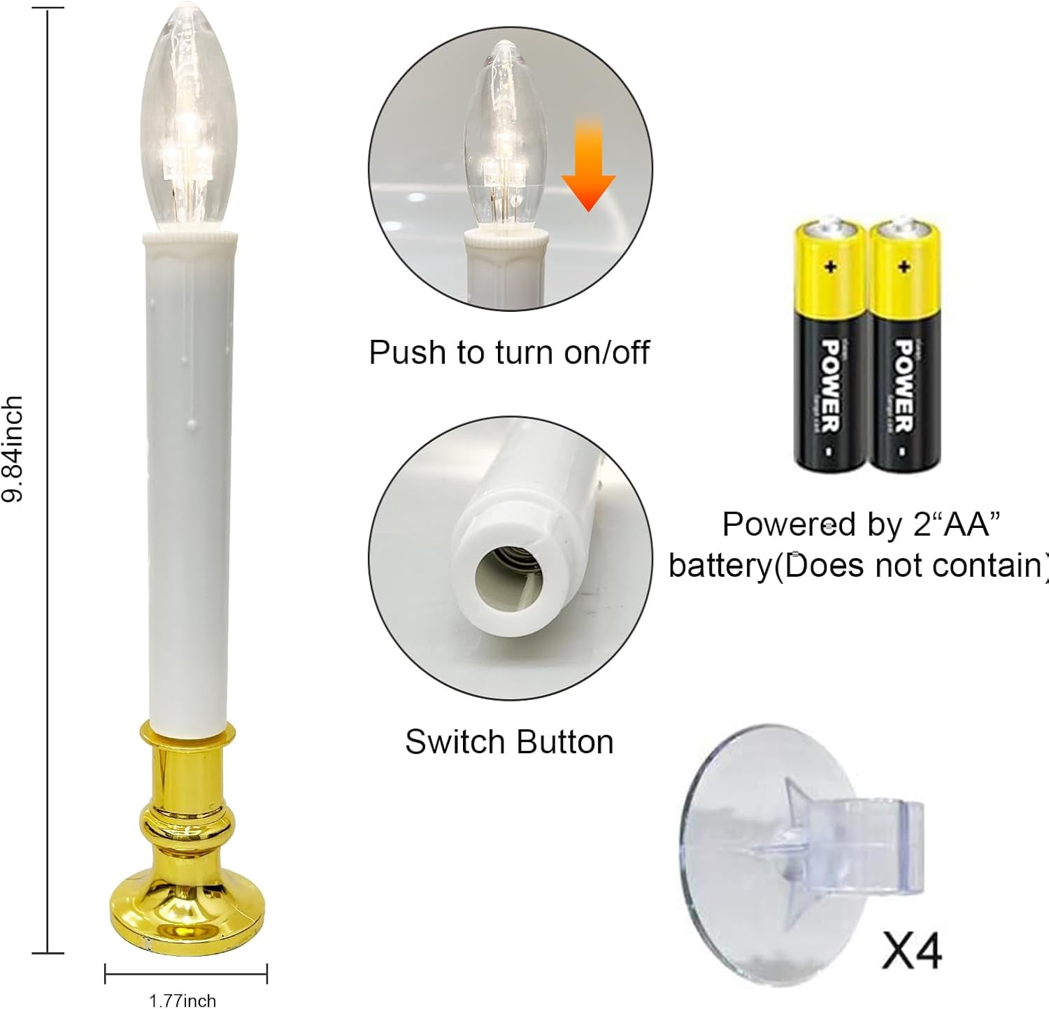 UGUCYUI-4 Pack Christmas Battery Operated LED Window Candles with Timer ...