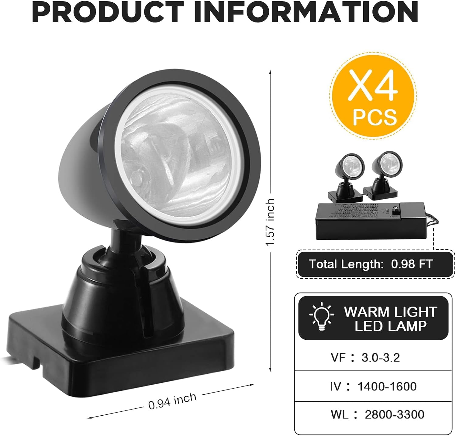 UGUCYUI-4 Pack Mini Spot Lights Indoor LED Spotlights Mini Display ...