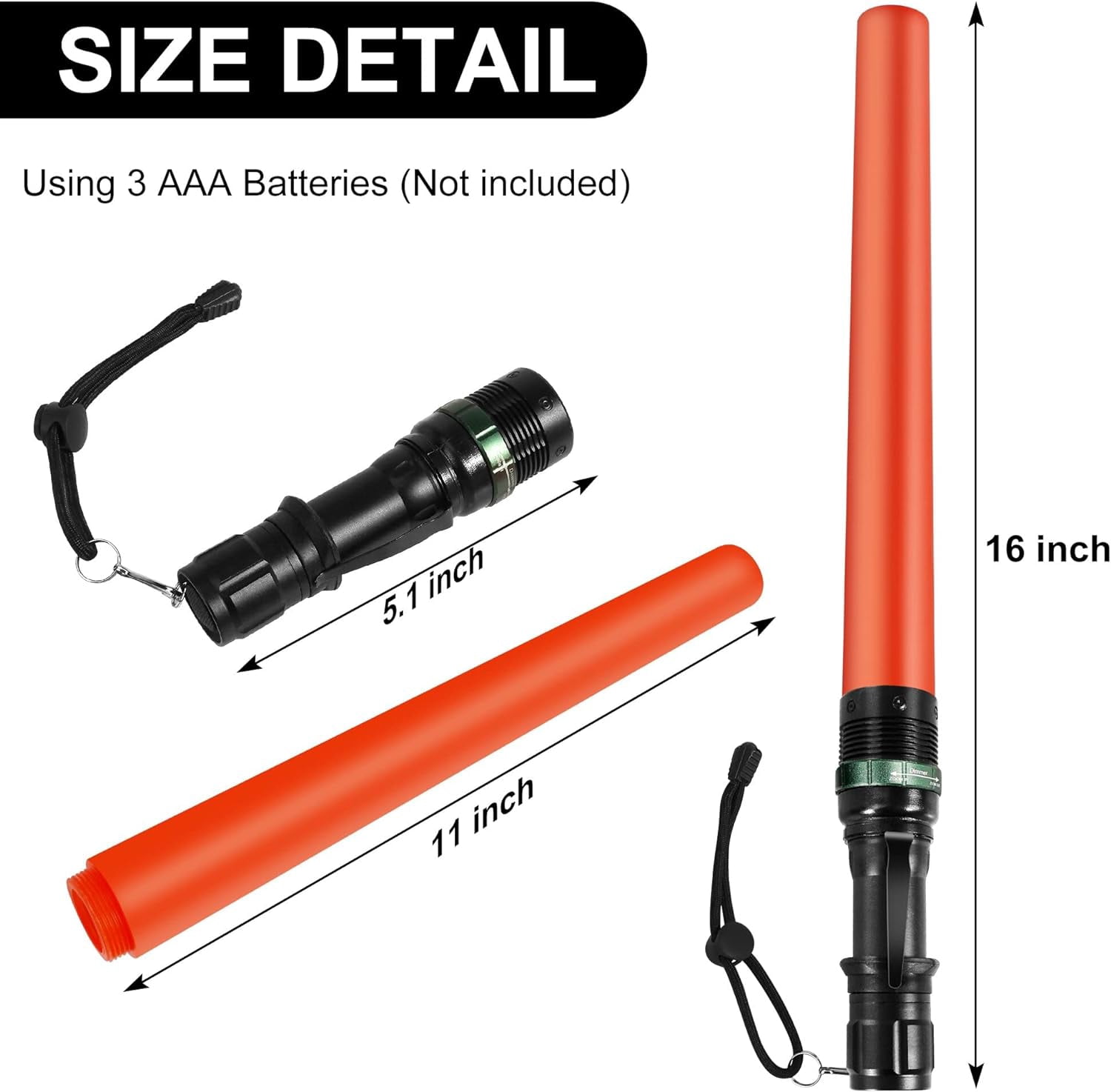 UGUCYUI-4 Pieces 16-inch Traffic Wand Safety Signal LED Flashlight ...