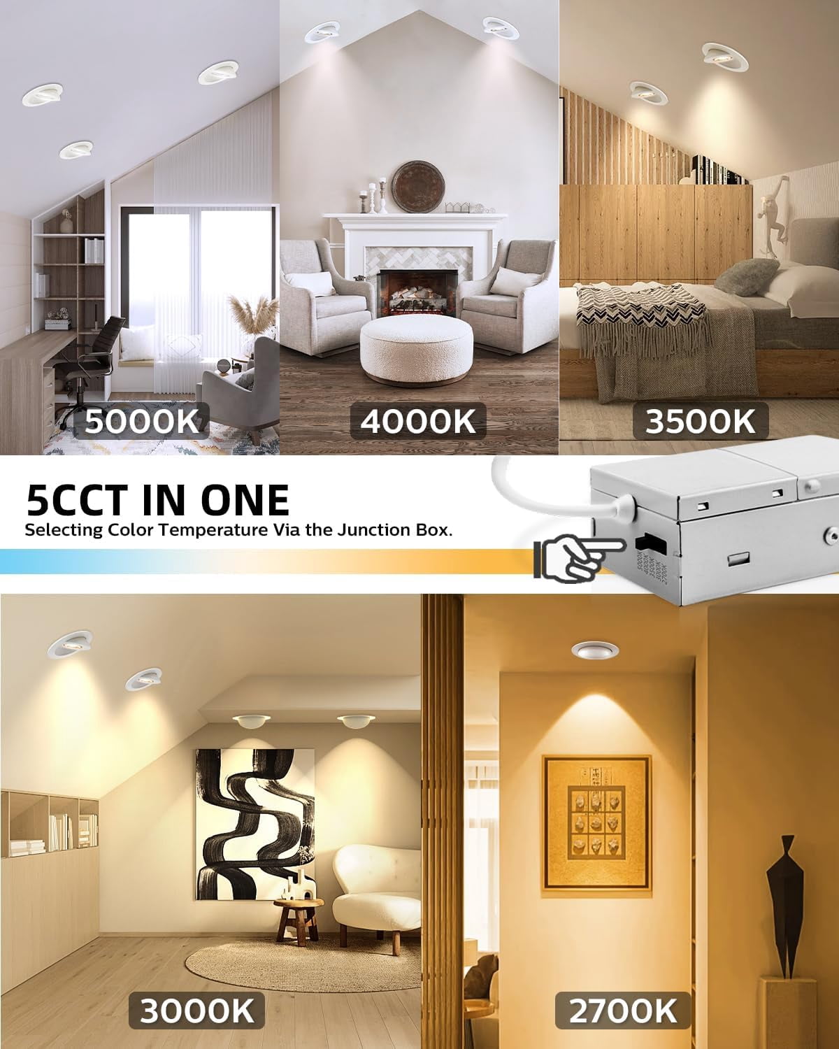 UGUCYUI-4 inch Gimbal led recessed Lights, 360°+90° Adjustable ...
