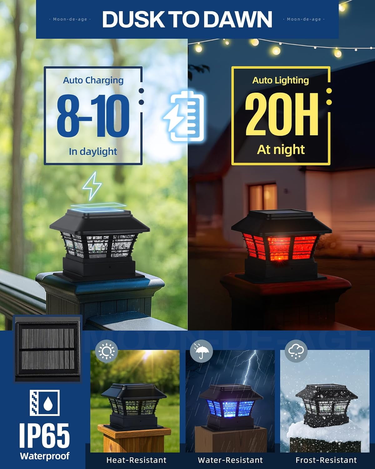 UGUCYUI-4x4 Solar Post Cap Lights, Color Changing Post Lights for Fence ...