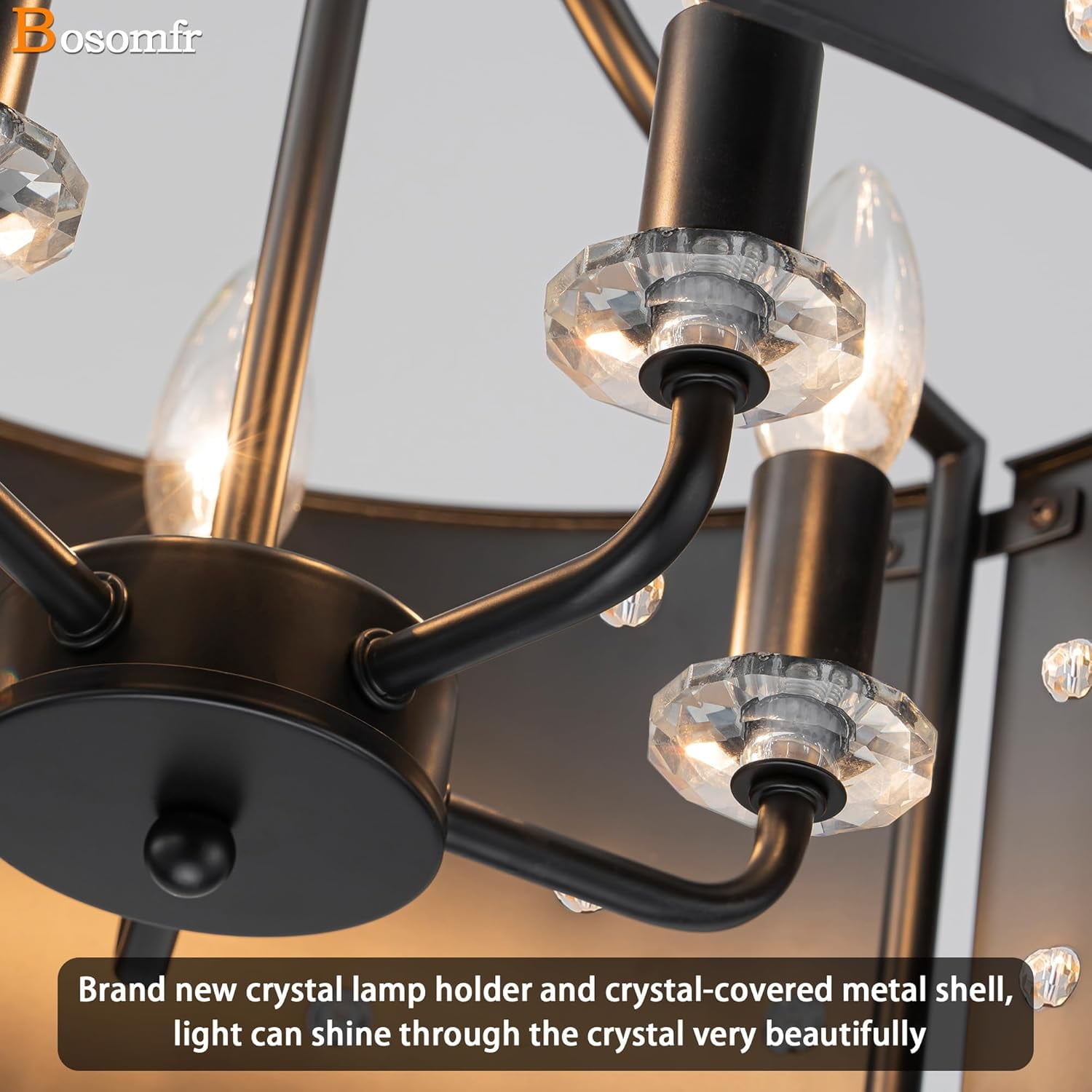 UGUCYUI-5-Light Farmhouse Drum Chandelier, Industrial Round Metal ...
