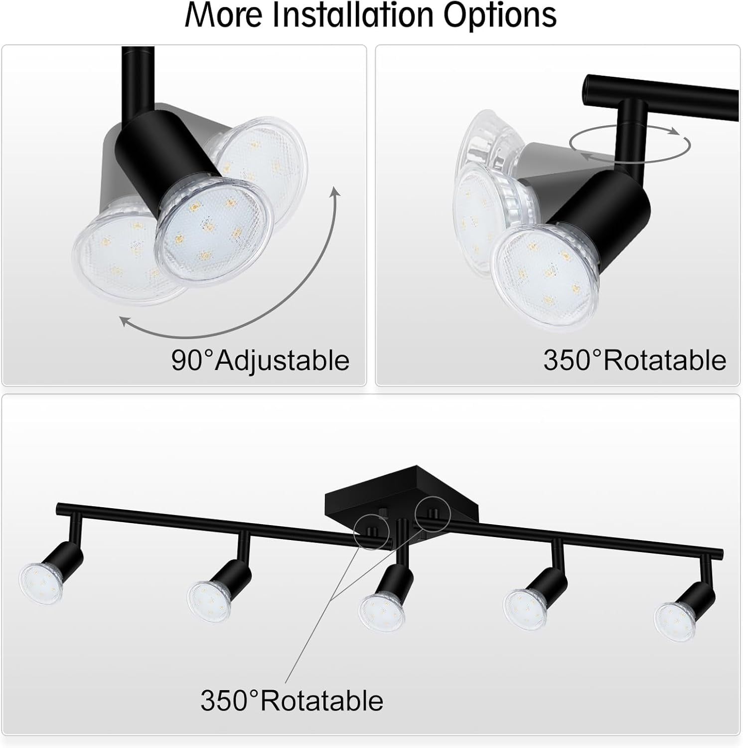 UGUCYUI-5 Light Track Lighting Fixtures Ceiling, Matte Black Kichen ...