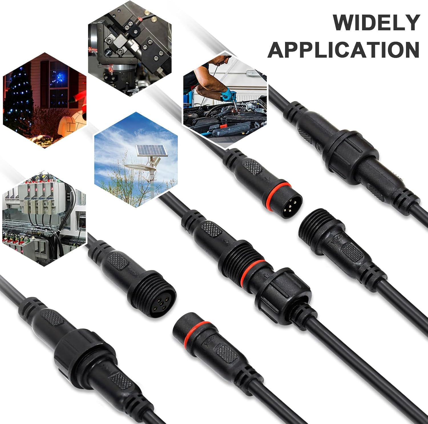 UGUCYUI-5 Pin Electrical Connector 22AWG IP65 Male Female Connector 7 ...