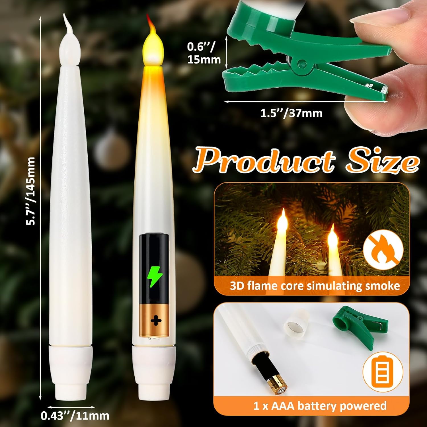 UGUCYUI-50 Pack LED Flameless Taper Candle Lights, Battery Operated ...