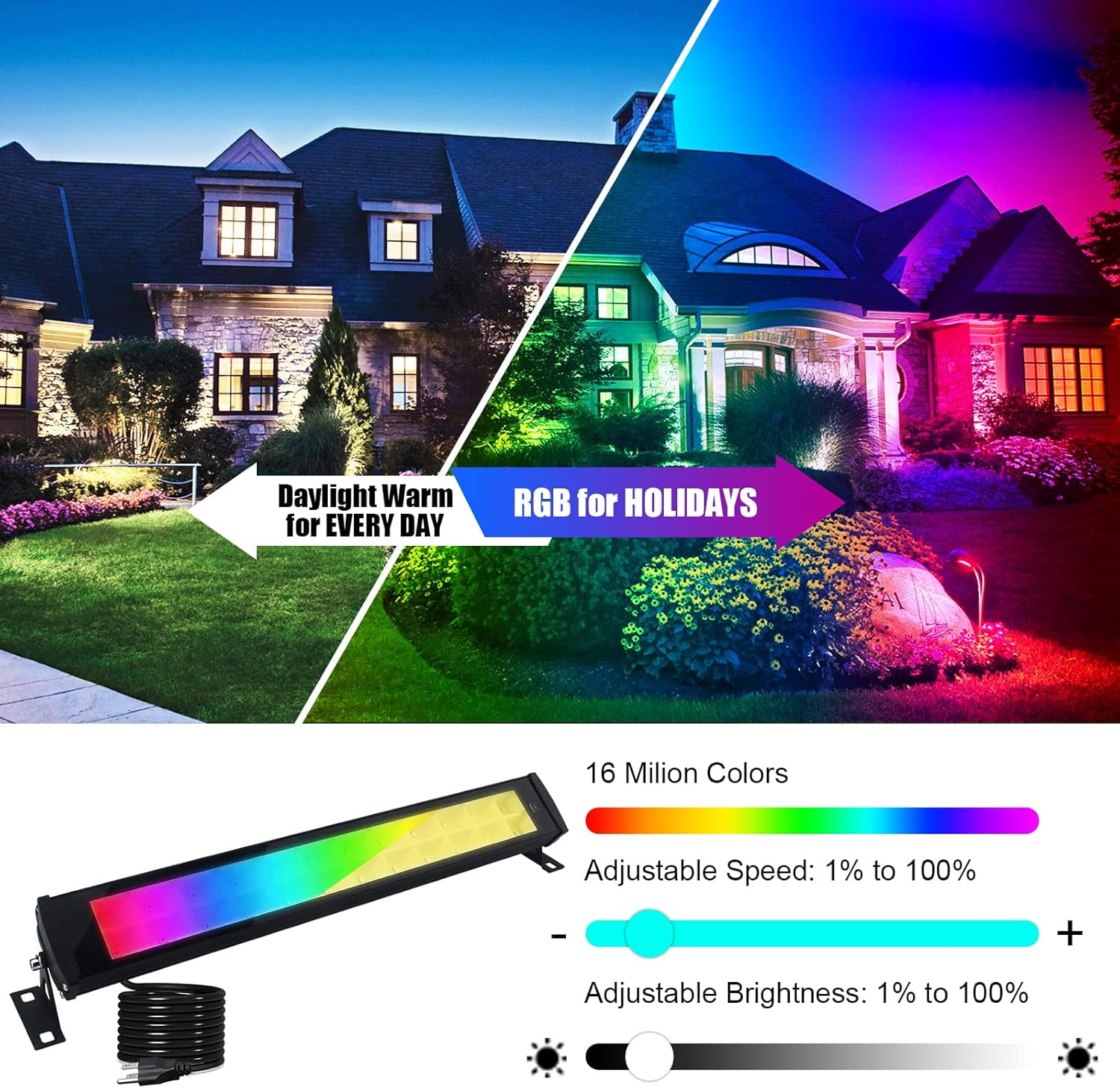 UGUCYUI-50W RGB Wall Washer Light, RGB Light bar, Warm 3000K & 16 ...