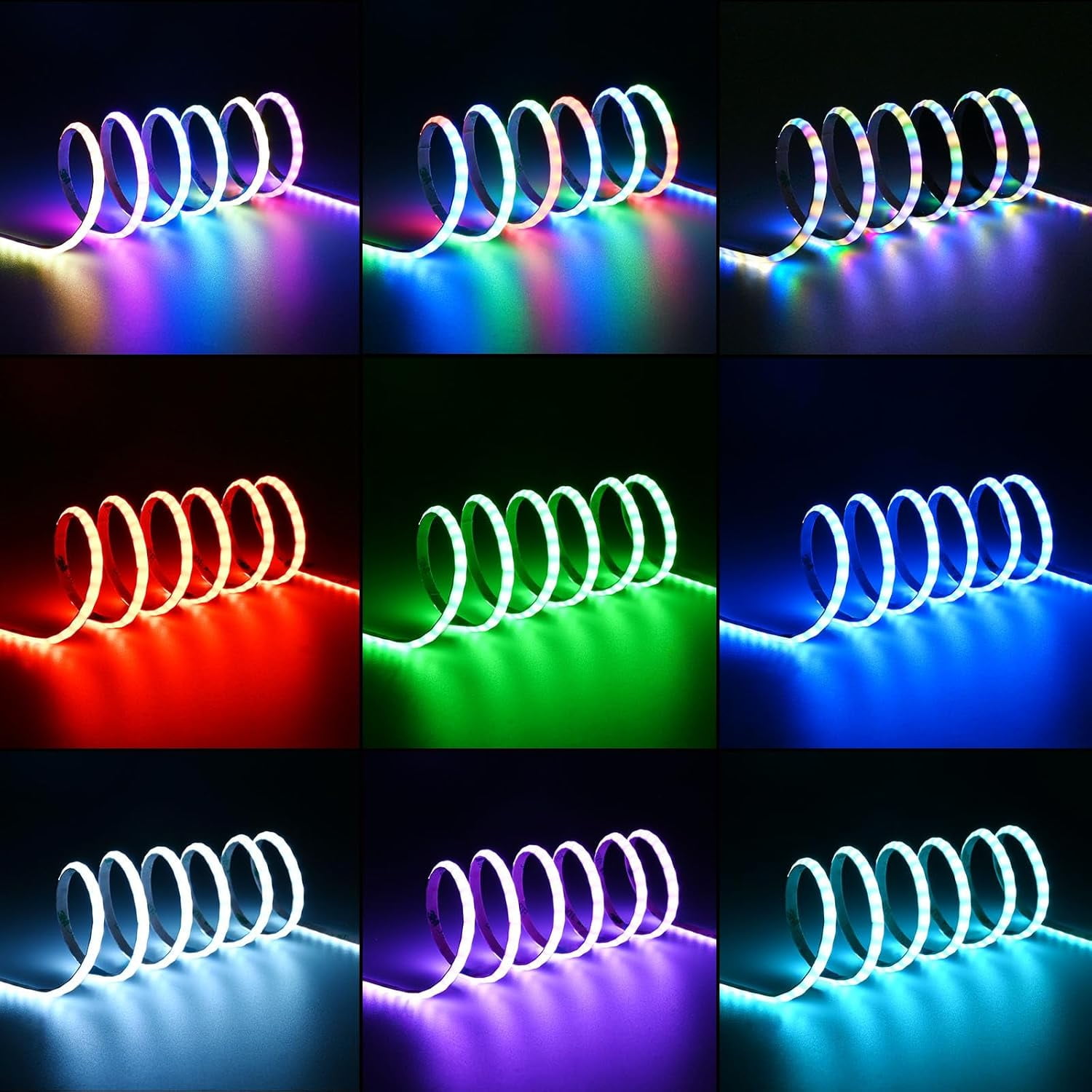 UGUCYUI-5mm Ultra Thin WS2812B COB LED Strip 16.4ft DC5V Smart IC RGB ...