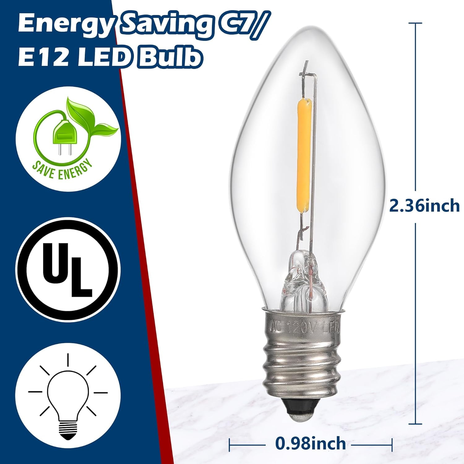 UGUCYUI-6 Packs 6ft Village Light Cord with 1W C7 LED Bulb, Salt Lamp ...