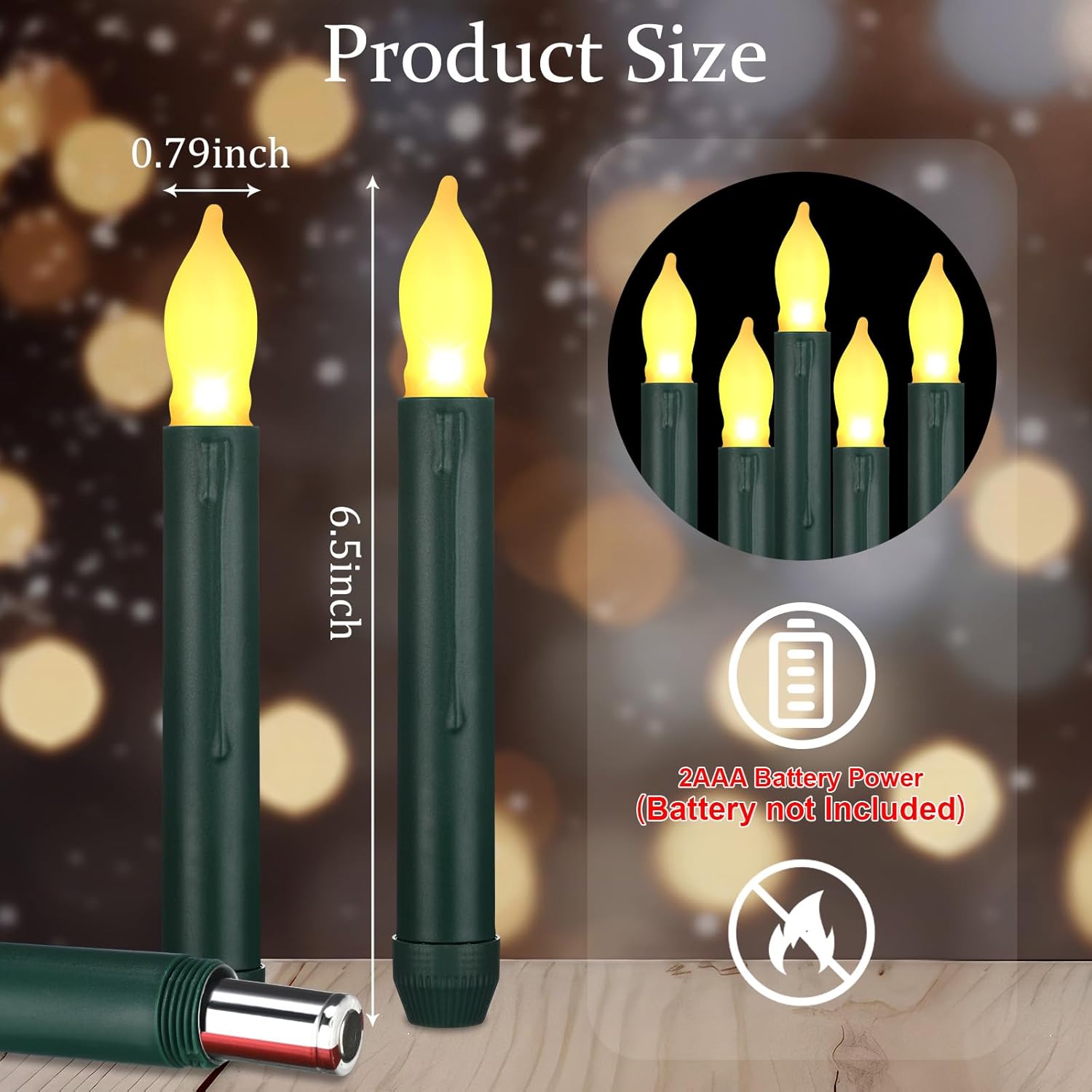 UGUCYUI-60 Pcs Flameless LED Taper Battery Operated Candle Flickering ...
