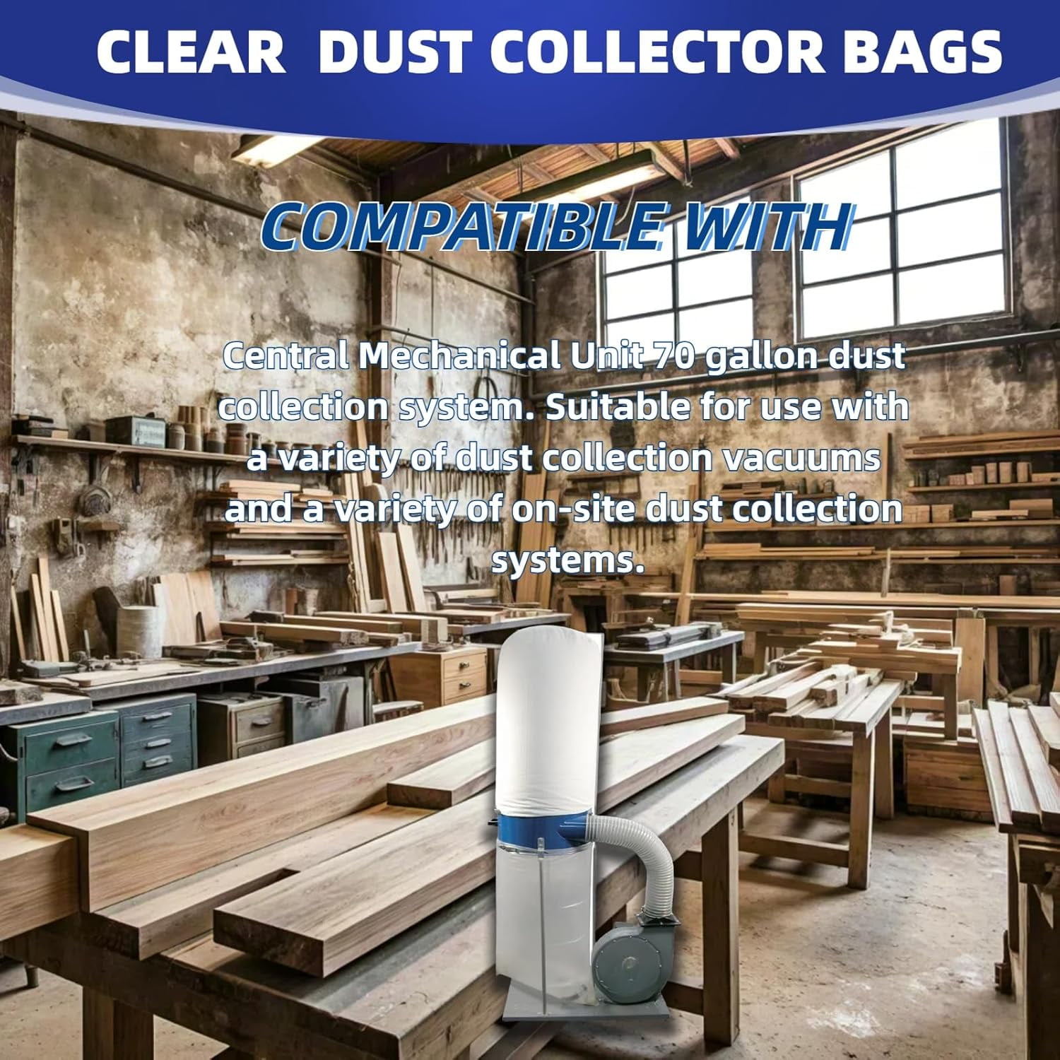 UGUCYUI-709563 Dust Collector Bags Clear Plastic for JET Lower Dust Collection DC-1100VX, DC ...