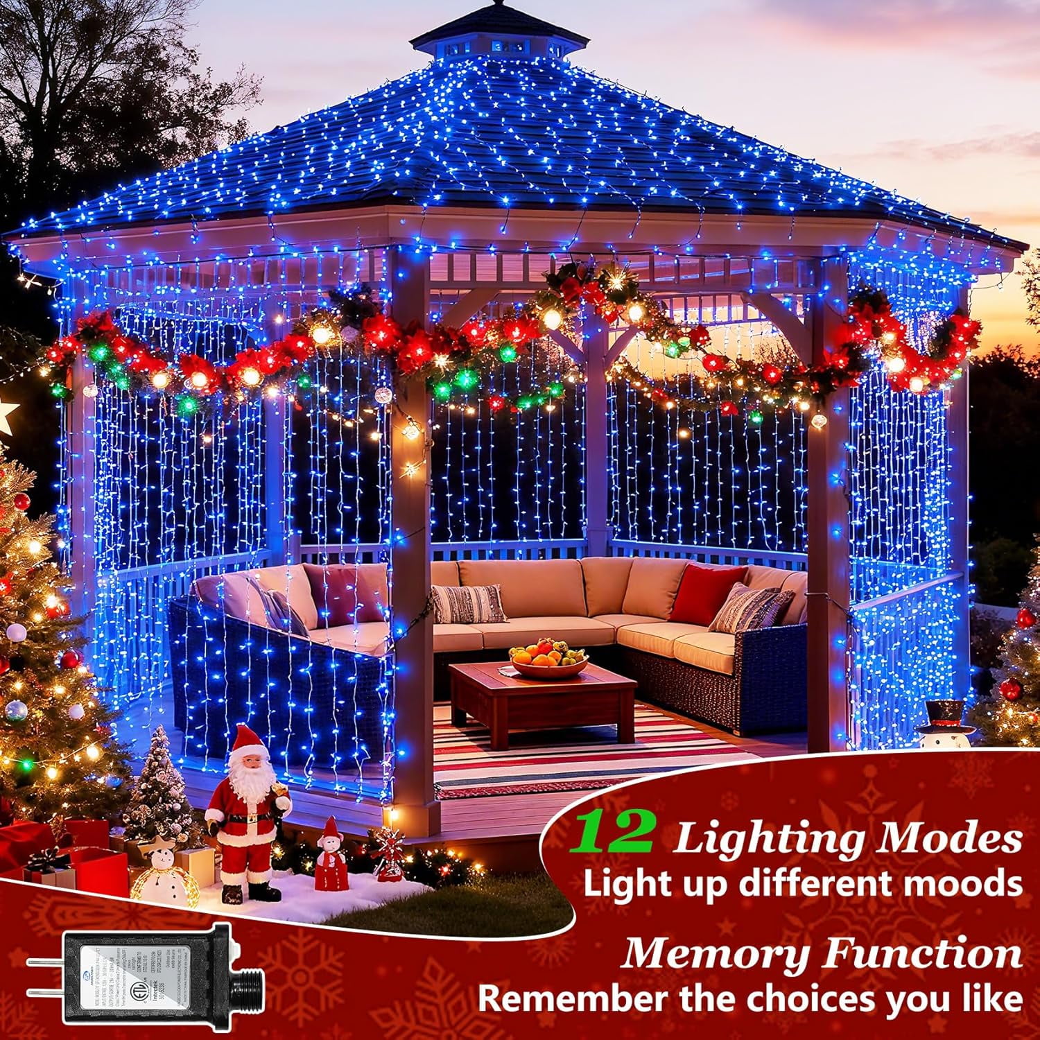 UGUCYUI-750 LED 240FT Christmas String Lights Outdoor with 12 Lighting ...