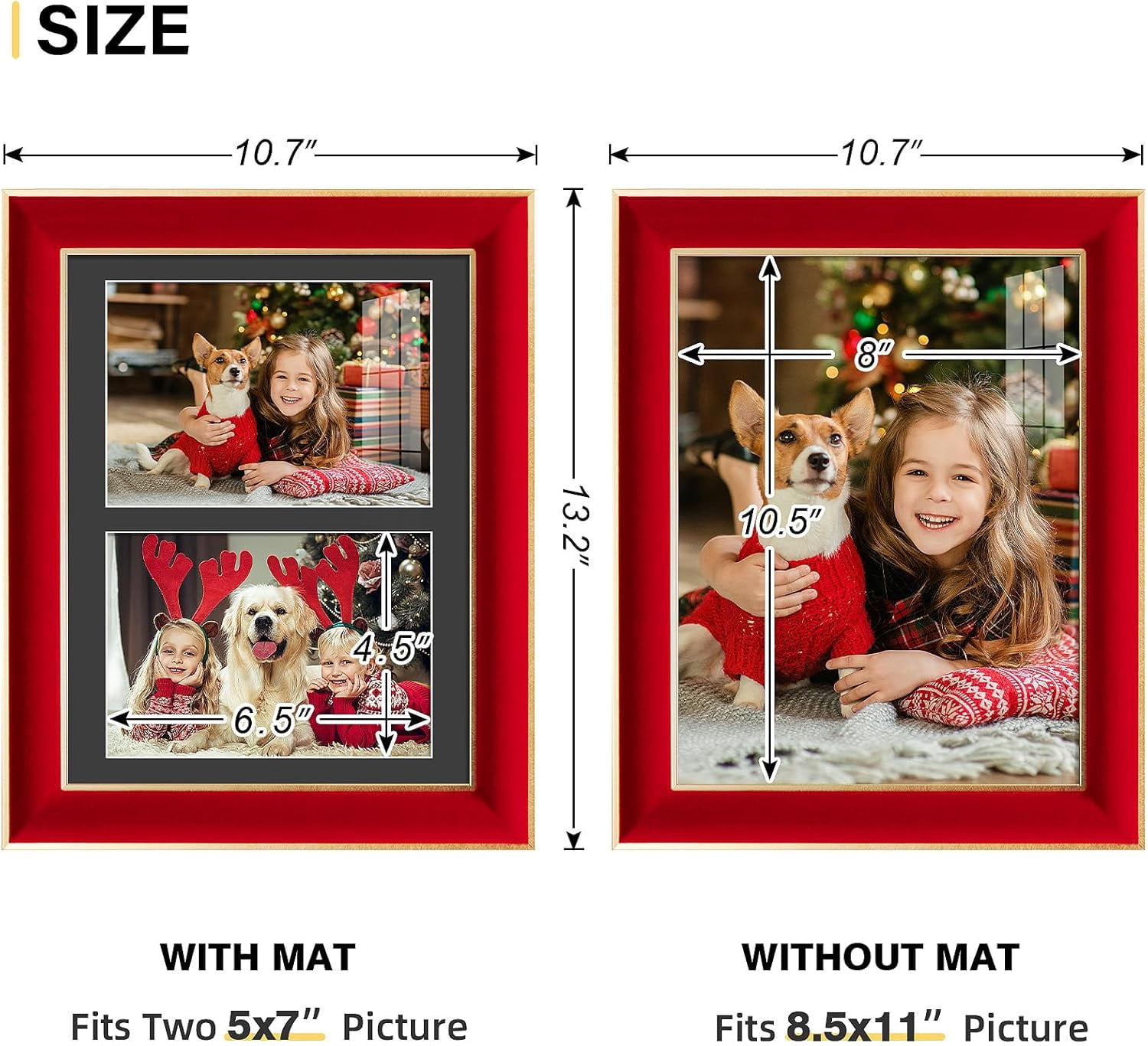 UGUCYUI-8.5x11 Velvet Picture Frame with 2 Openings 5x7 Pictures, HD ...