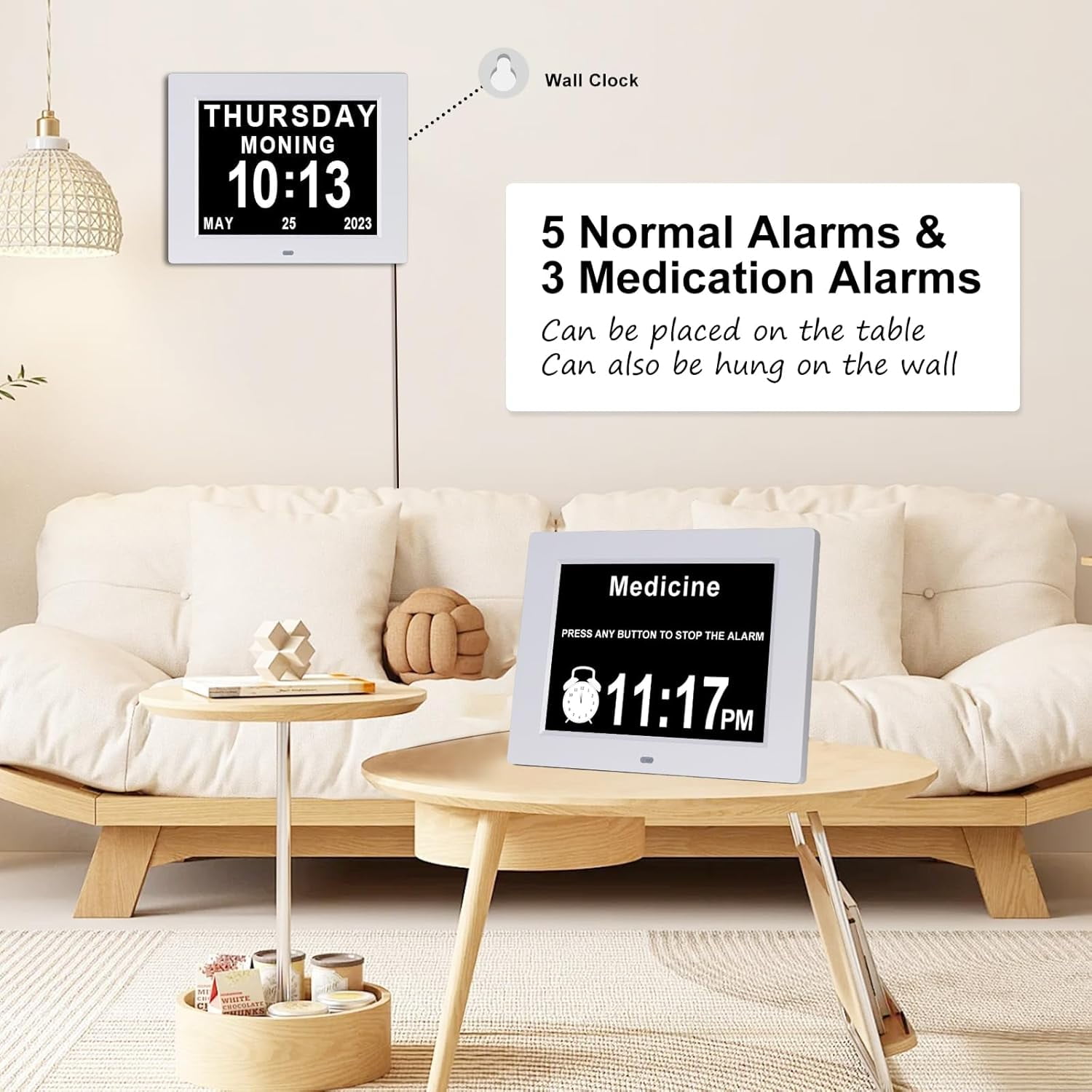 UGUCYUI-8 Inch Digital Clock Large Display Dementia Clocks with Day and ...