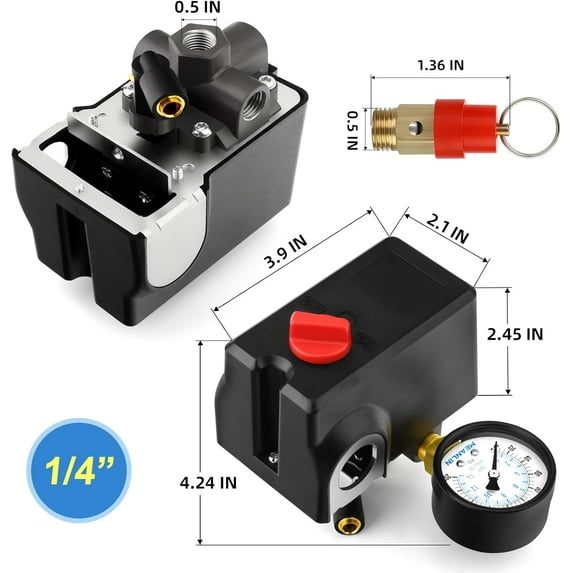 UGUCYUI-Air Compressor Pressure Switch Control Valve 120-155 PSI 110V ...
