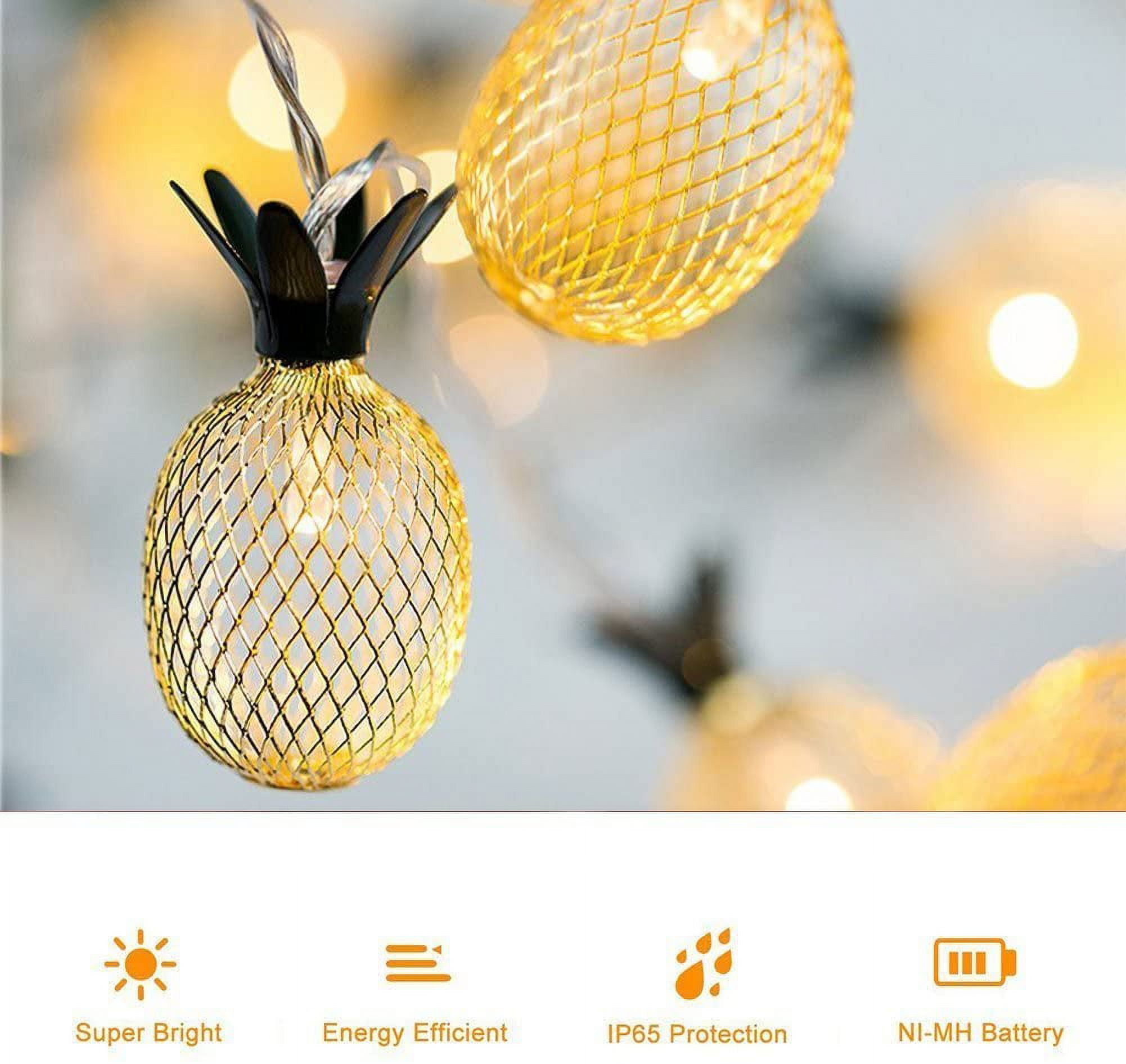 UGUCYUI-BIMEE Pineapple Solar String Lights 15ft 20 LEDs Waterproof ...