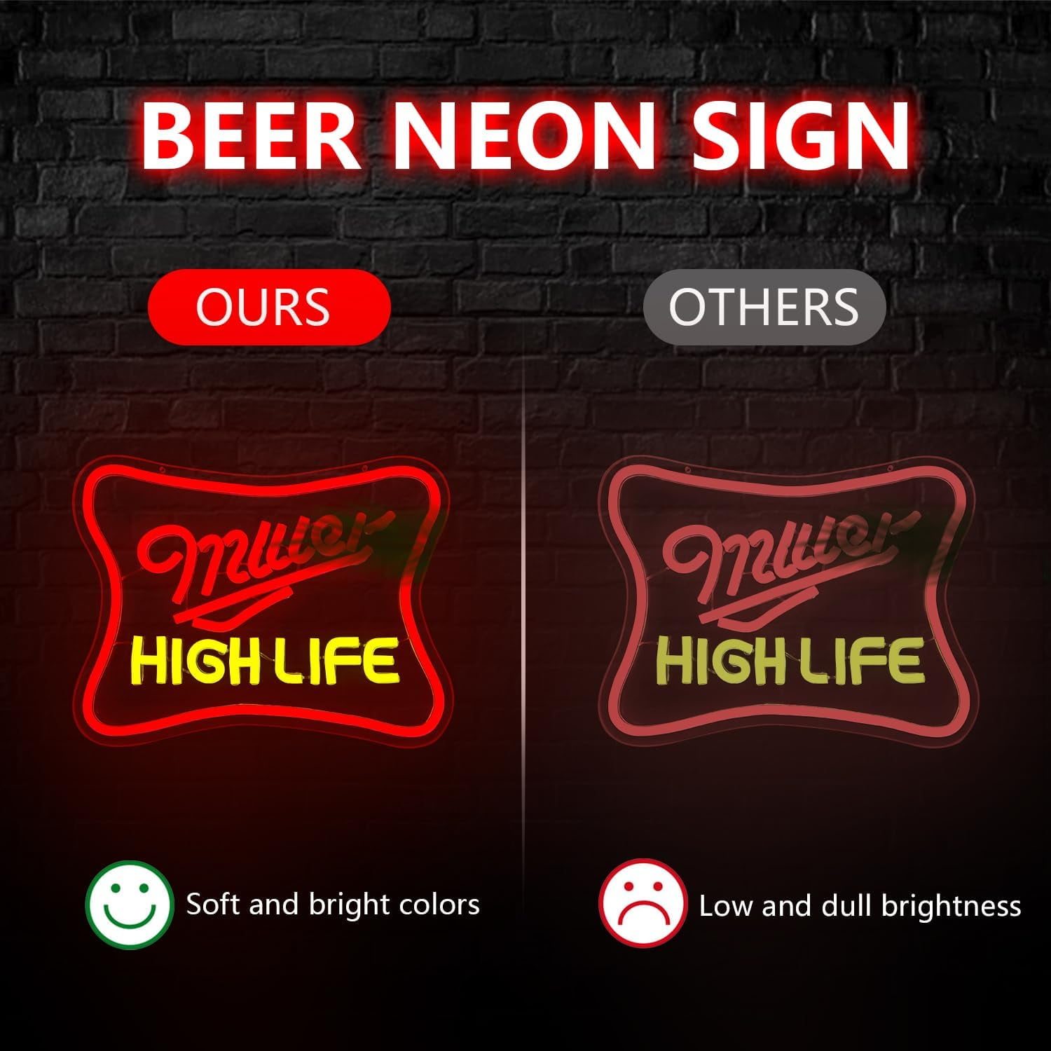 UGUCYUI-Beer Neon Sign Red Neon Lights for Wall Decor Dimmable Beer LED ...