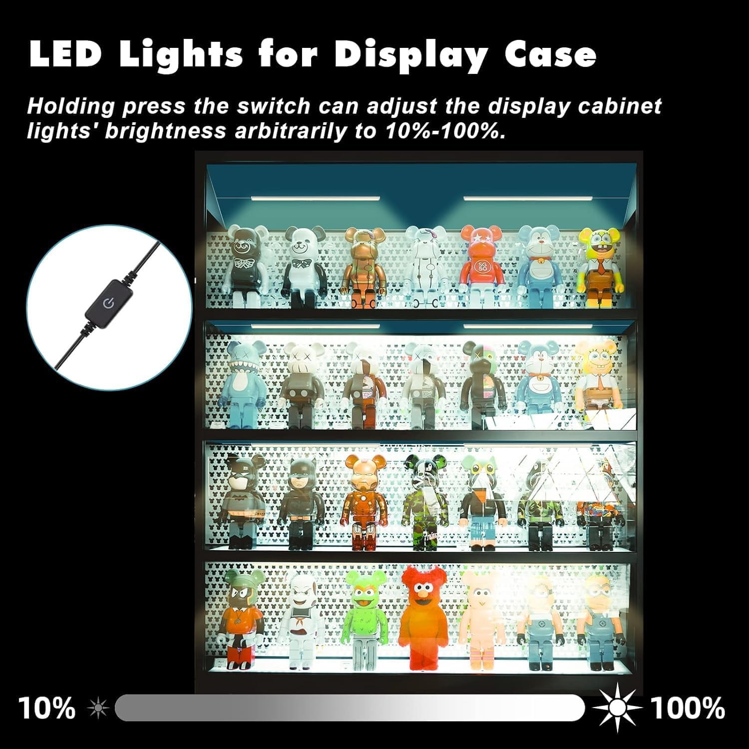 UGUCYUI-Black LED Shelf Lights, Display Cabinet Lights with Memory ...
