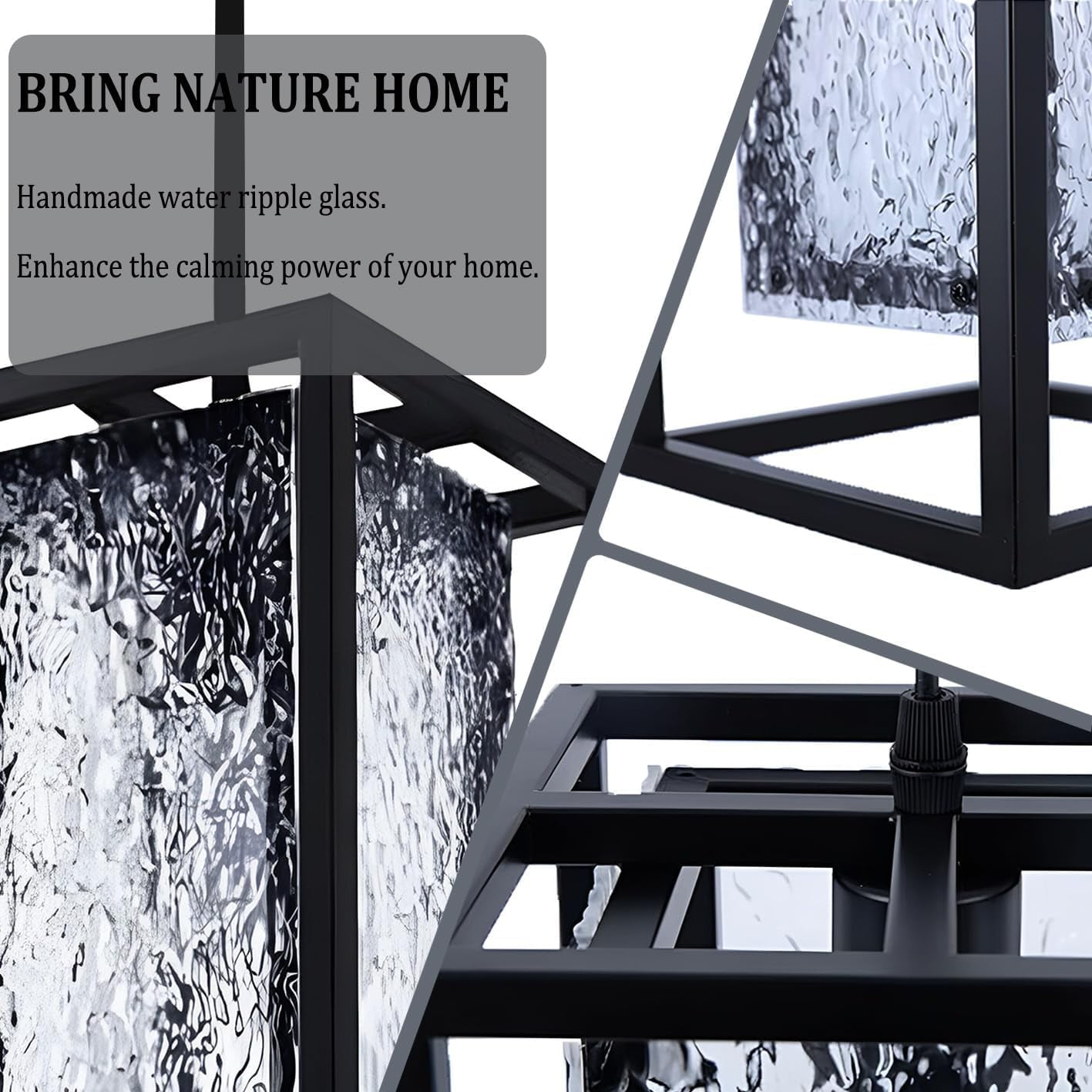 UGUCYUI-Black Square Crystal Pendant Light for Kitchen Island,1 Pack ...