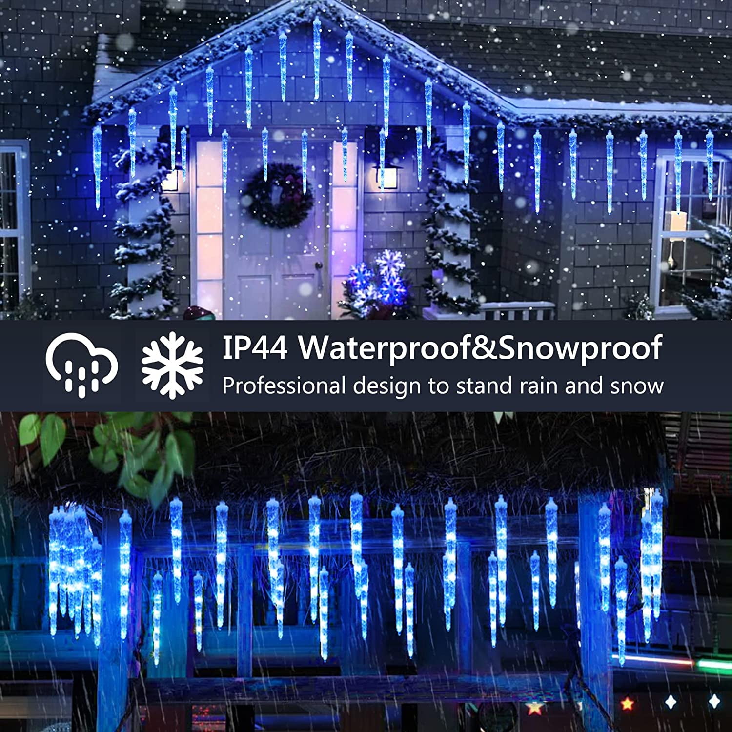 UGUCYUI-Blue Christmas Icicle Lights, 13FT 20 Tubes 90 LED 8 Modes ...