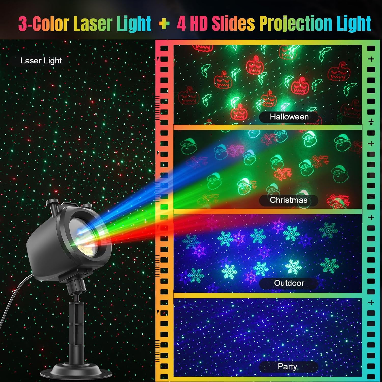 UGUCYUI-Christmas Laser Lights Projector Outdoor with 4 Dynamic Slides ...