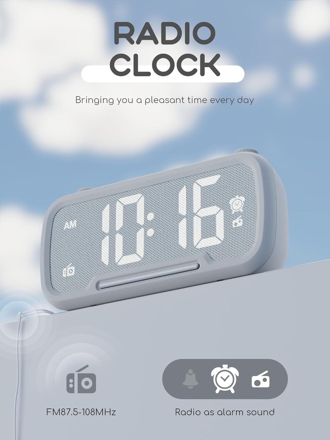UGUCYUI-Clock Radio, FM Radio Alarm Clock for Bedroom Modern Design ...