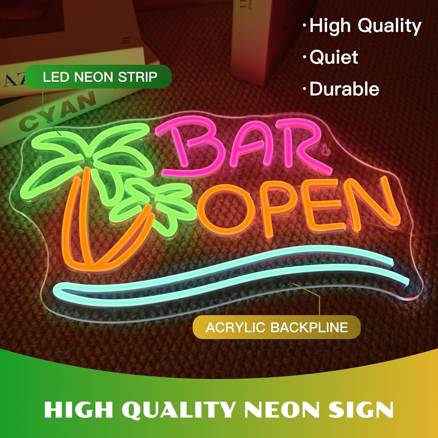 UGUCYUI-Coconut Tree Open Neon Sign Bar Neon Signs for Wall Decor Palm ...