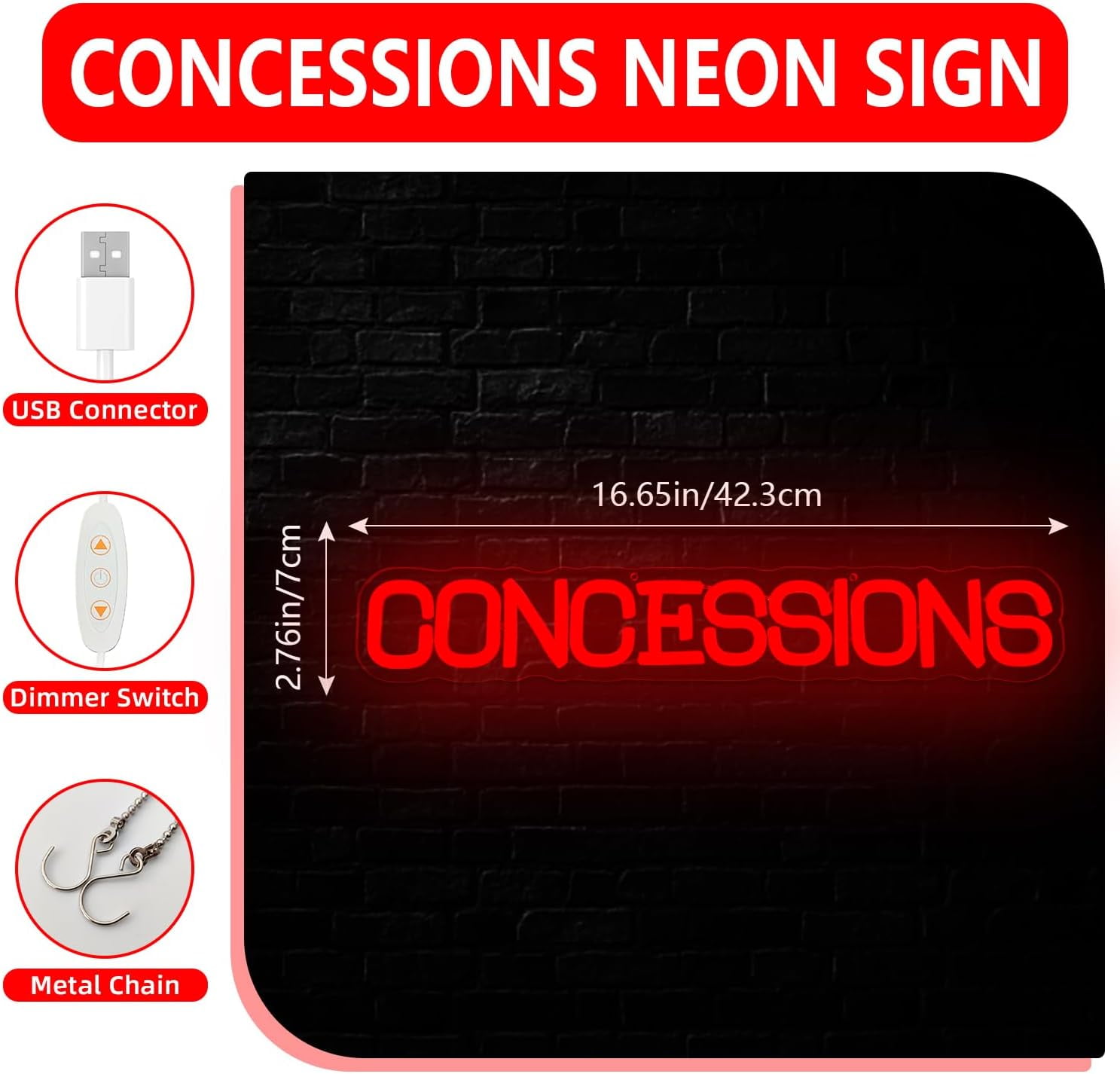 UGUCYUI-Concessions Neon Sign Baseball Neon Lights for Birthday Party ...